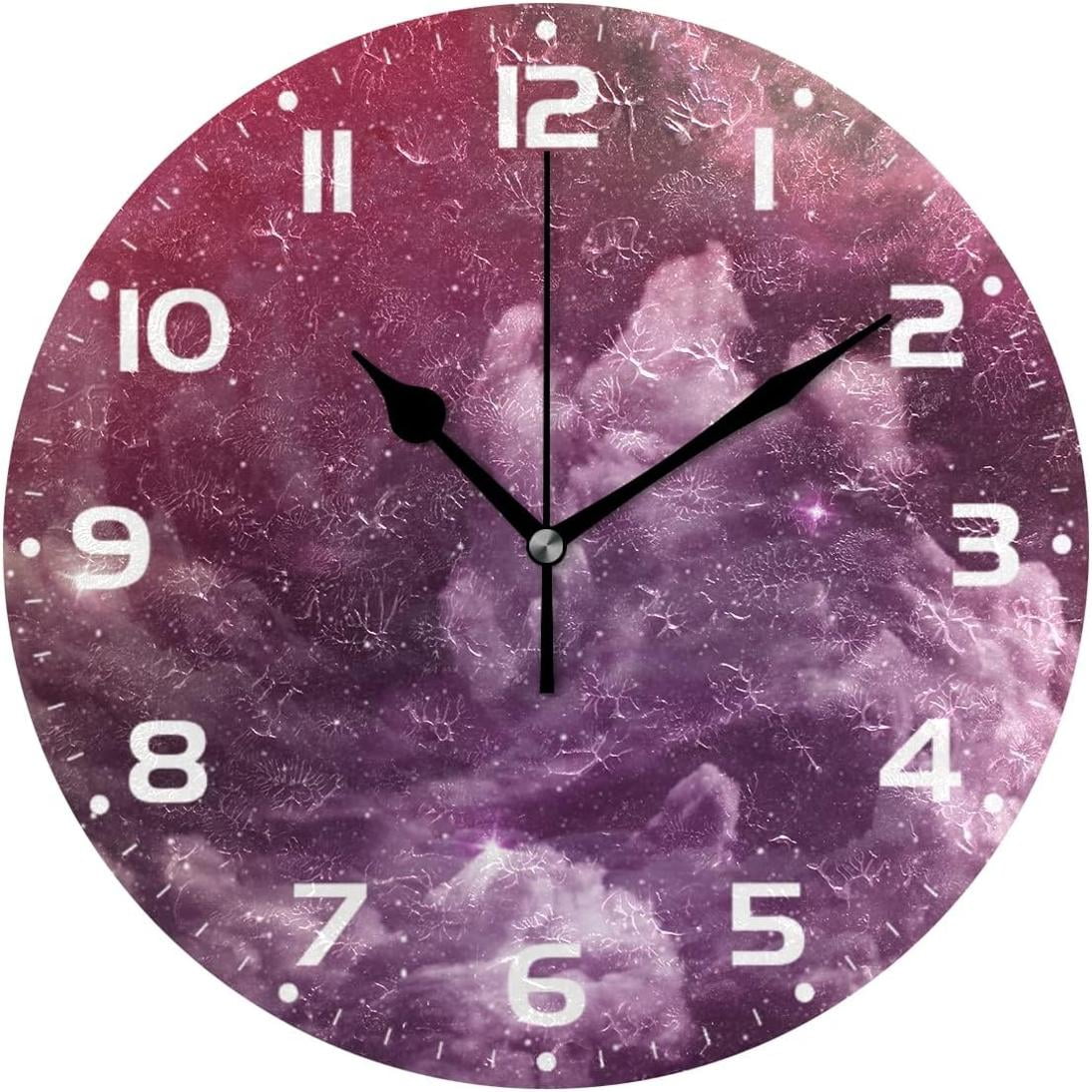 GZHJMY Space Galaxy Wall Clock, 10" Silent Non Ticking Round Clock, Oil ...