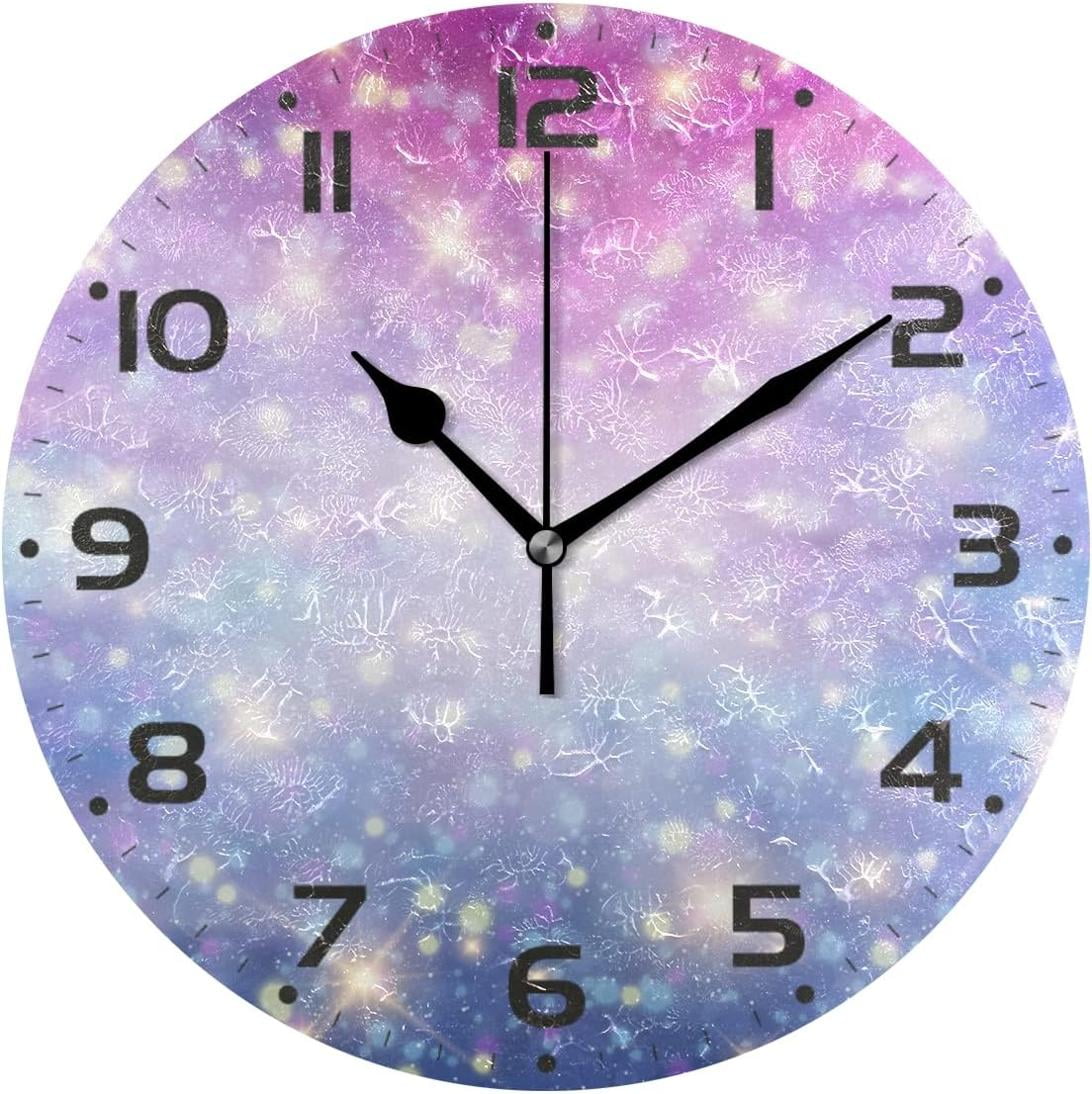 GZHJMY Space Galaxy Wall Clock, 10" Silent Non Ticking Round Clock, Oil ...