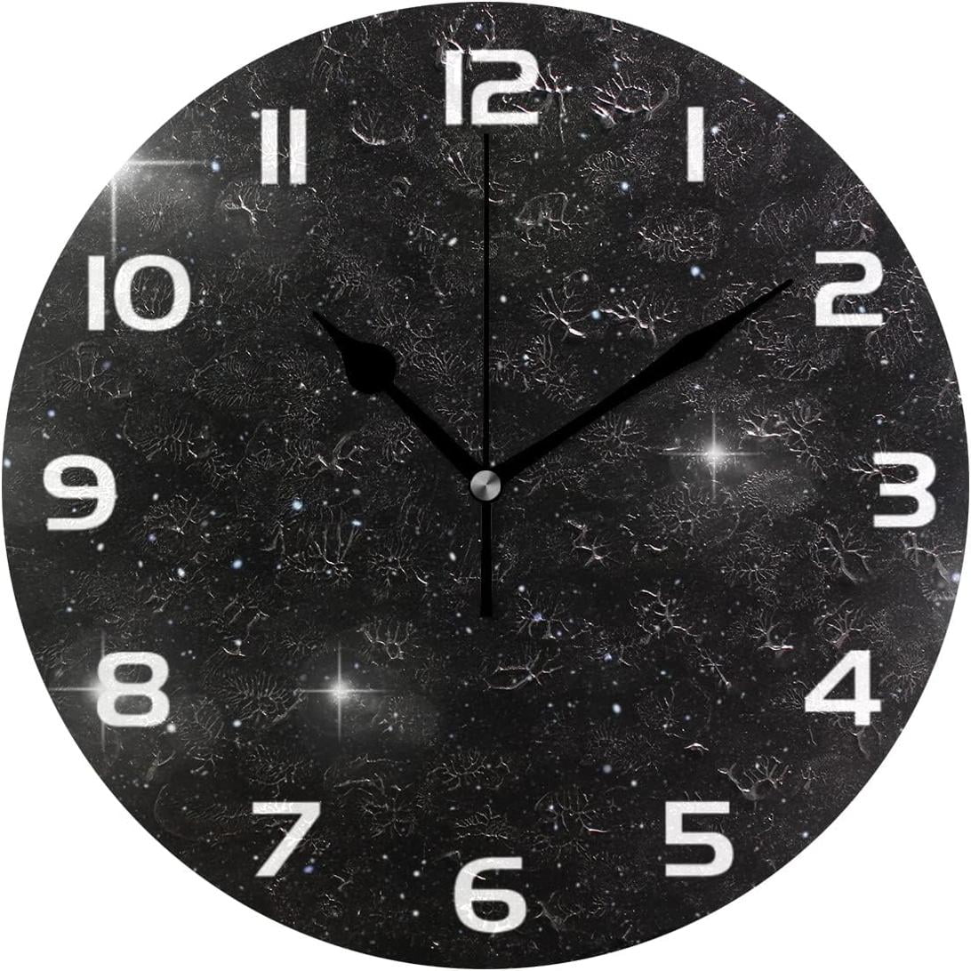 GZHJMY Space Galaxy Wall Clock, 10" Silent Non Ticking Round Clock, Oil ...