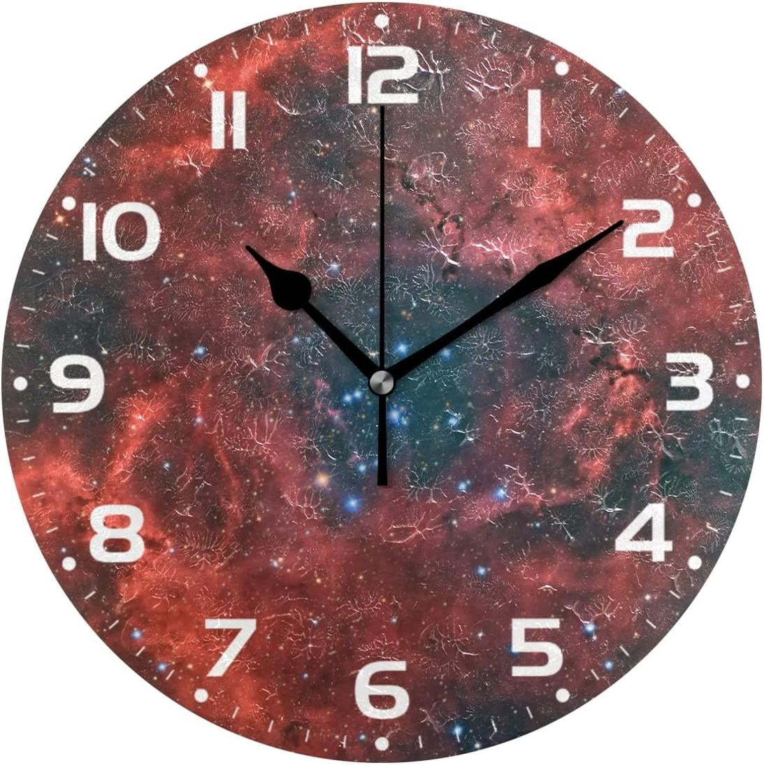 GZHJMY Space Galaxy Wall Clock, 10" Silent Non Ticking Round Clock, Oil ...