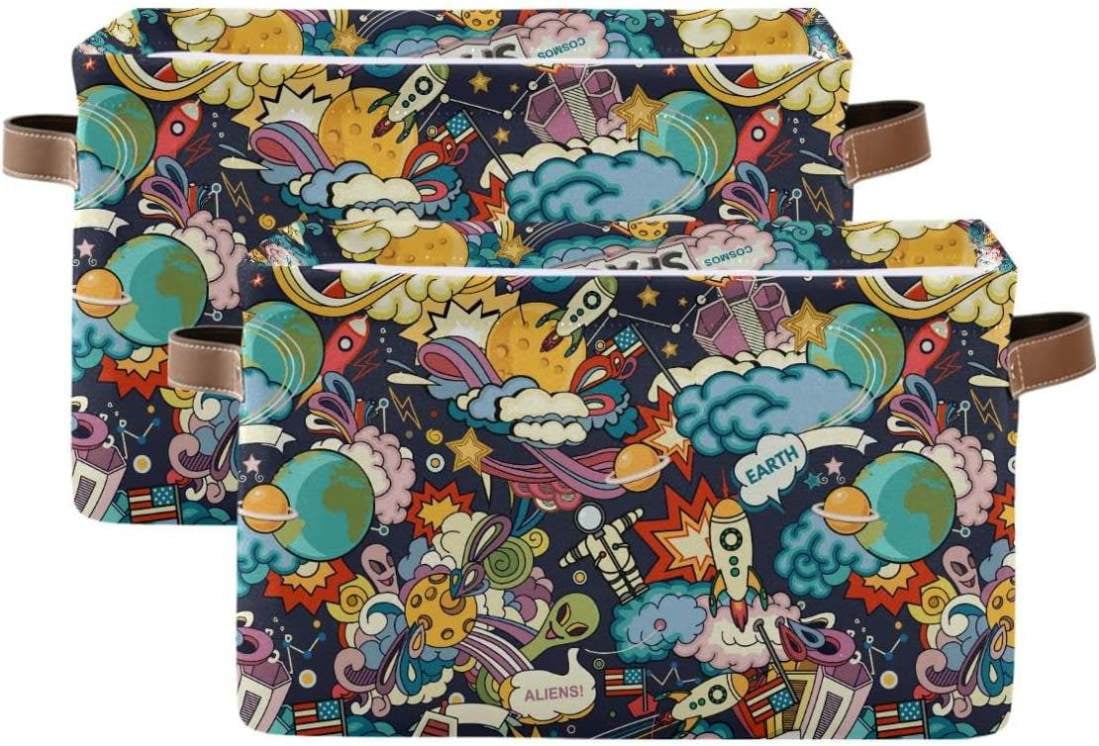 GZHJMY Space Planet Rectangular Storage Bins, 2 PCS Collapsible Toy ...
