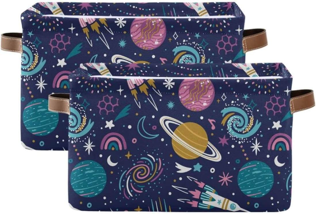 GZHJMY Space Planet Rectangular Storage Bins, 2 PCS Collapsible Toy ...