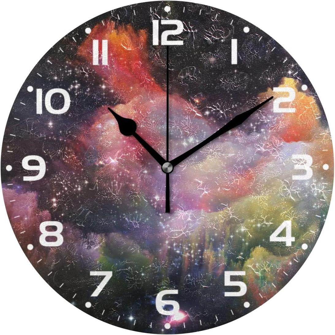 GZHJMY Space Rainbow Wall Clock, 10" Silent Non Ticking Round Clock ...