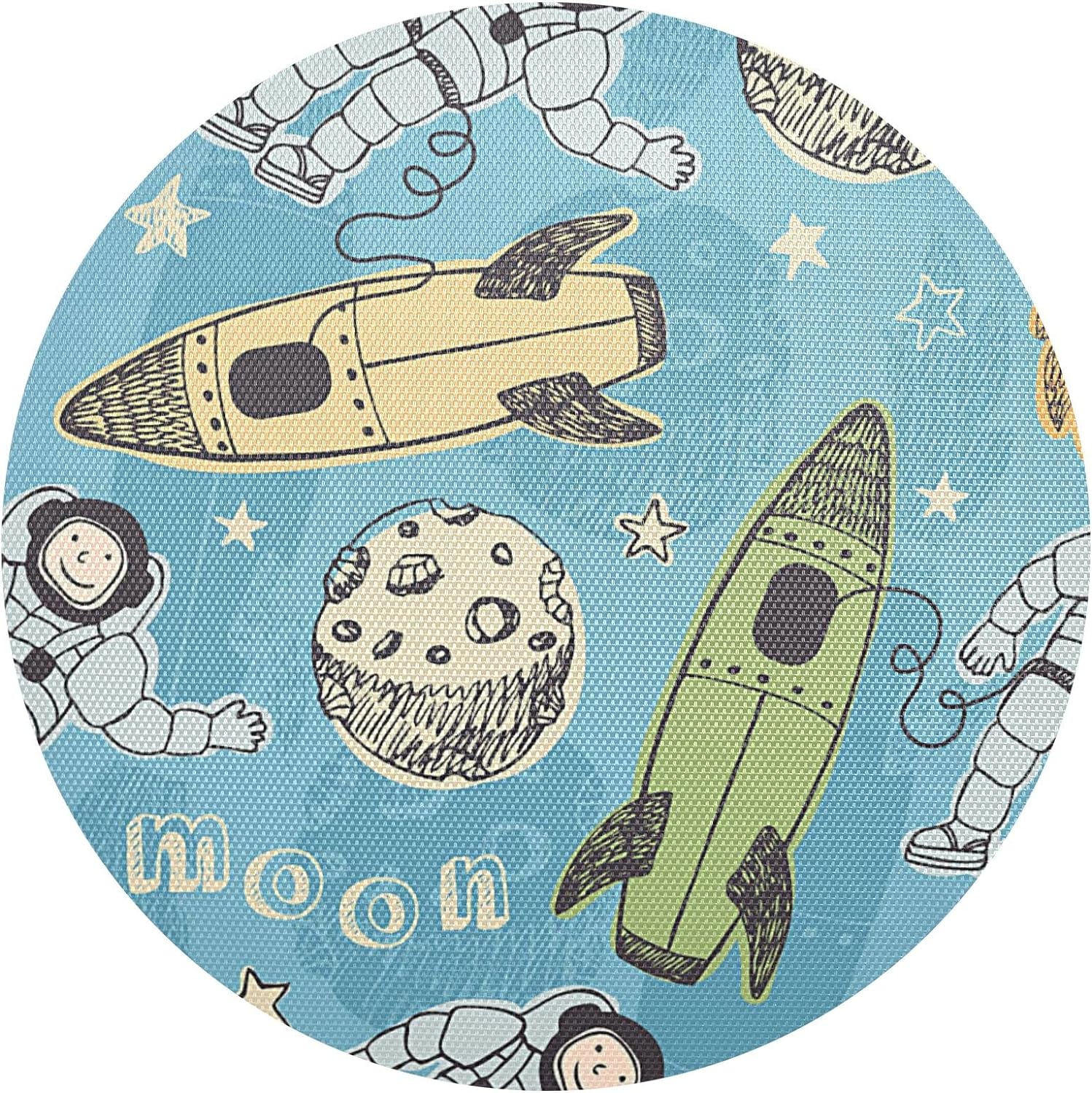 GZHJMY Space Rockets Round PVC Placemats Set of 1, Kitchen Dining Table ...