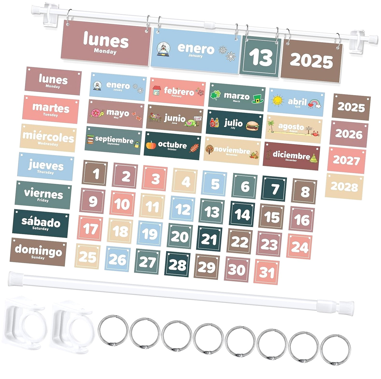 GZHJMY Spanish Classroom Calendar Calendario Espanol Bulletin Set ...