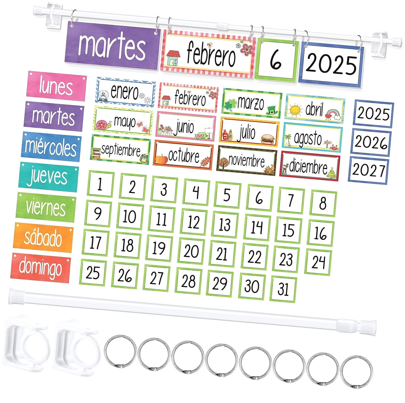 GZHJMY Spanish Classroom Calendar Calendario Espanol Bulletin Set ...