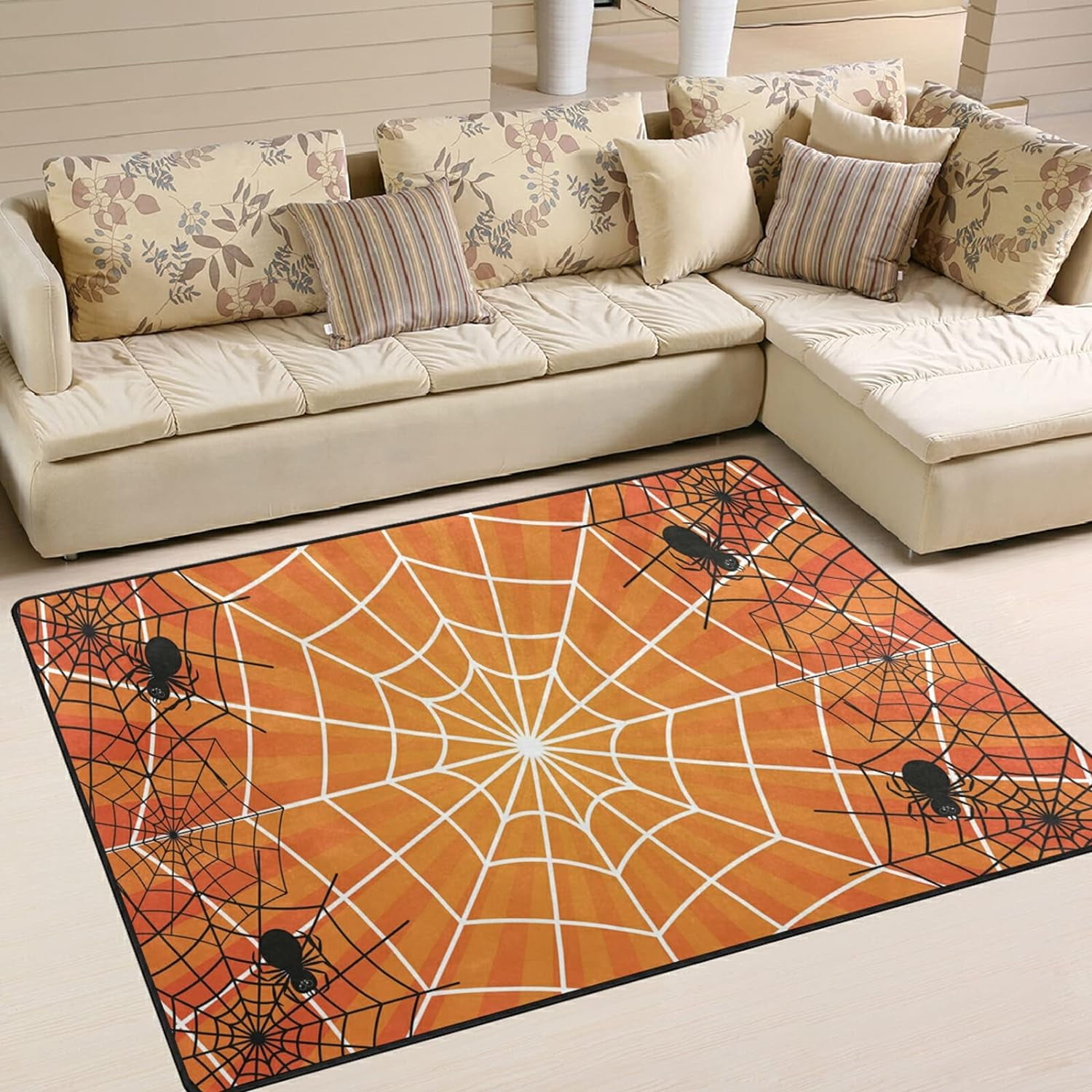 GZHJMY Spider Web Halloween Theme Area Rug Living Room Rugs - 5'3" x4 ...