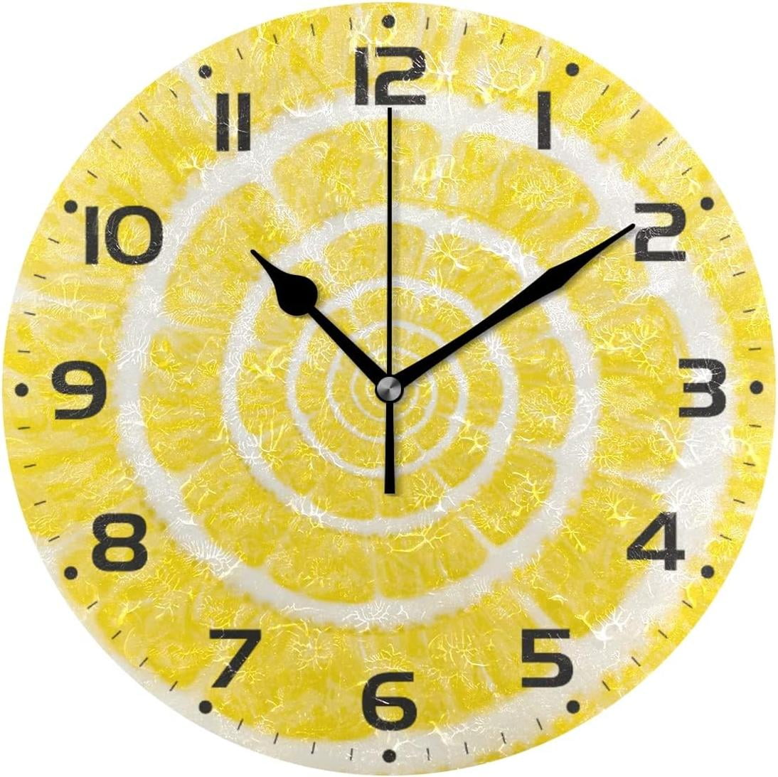 GZHJMY Spiral Lemon Fruit Wall Clock, 10" Silent Non Ticking Round ...