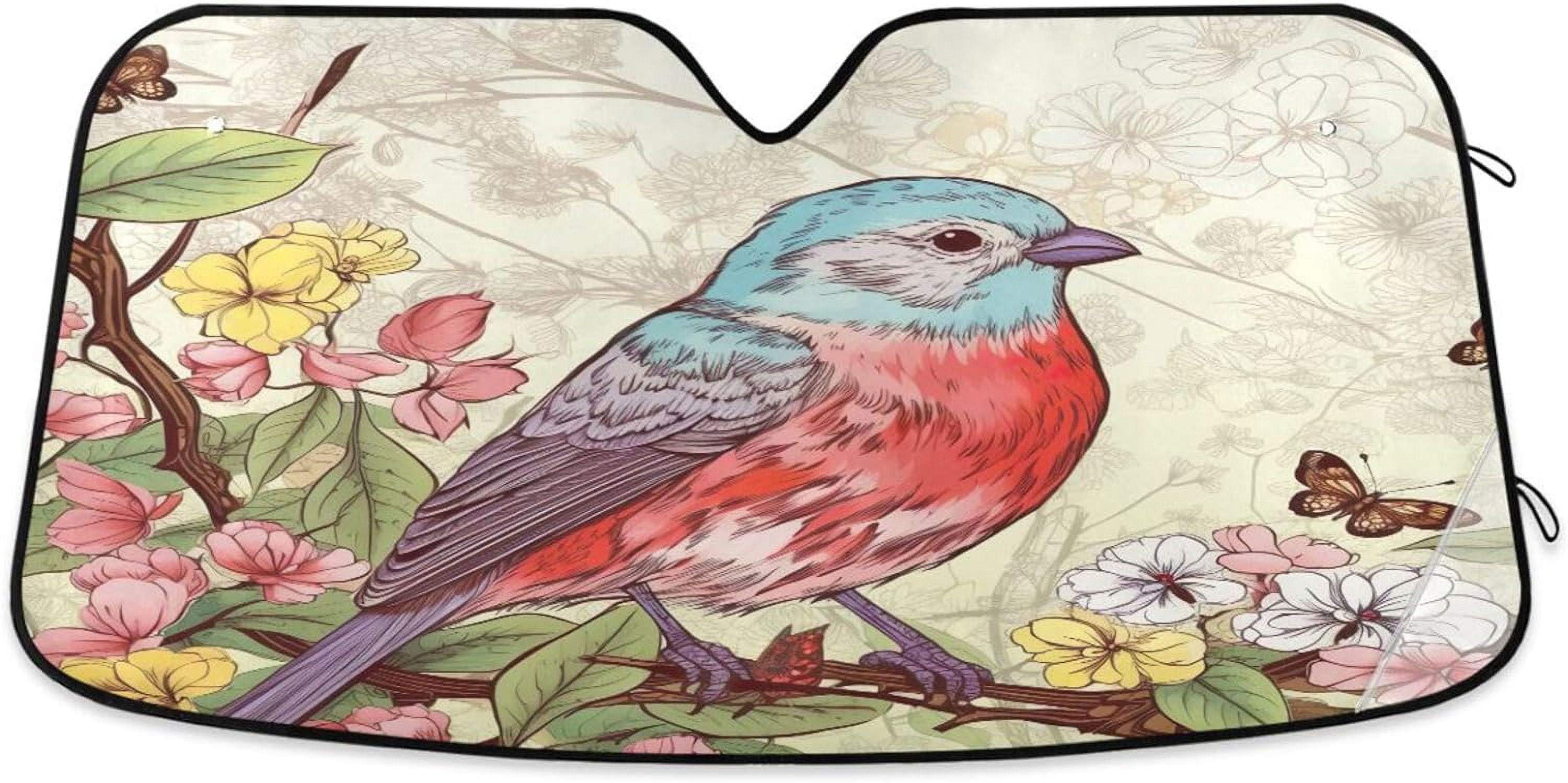 GZHJMY Spring Birds Car Windshield Sun Shade Foldable Sun Shield Shade ...