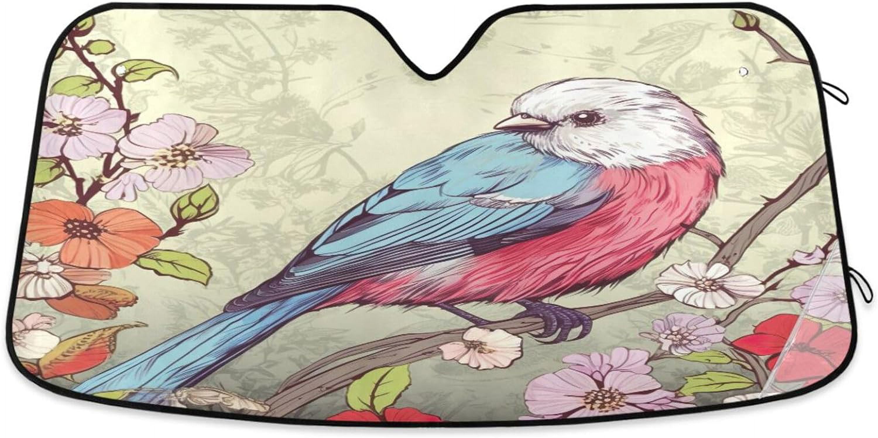 GZHJMY Spring Birds Car Windshield Sun Shade Foldable Sun Shield Shade ...