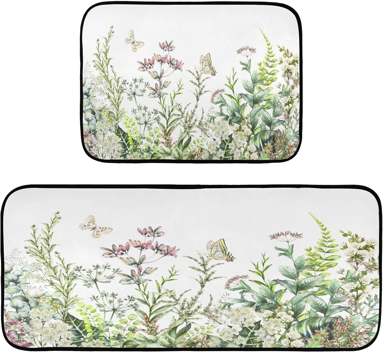 GZHJMY Spring Butterfly Kitchen Rug,Set of 2 Decoration Non Skid ...