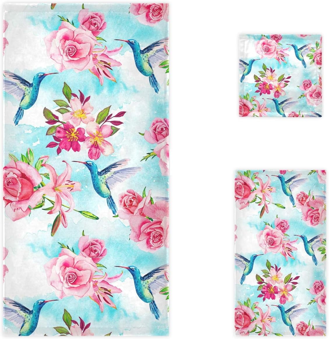 GZHJMY Spring Flowers Hummingbirds Soft Luxury Decorative Set of 3 ...