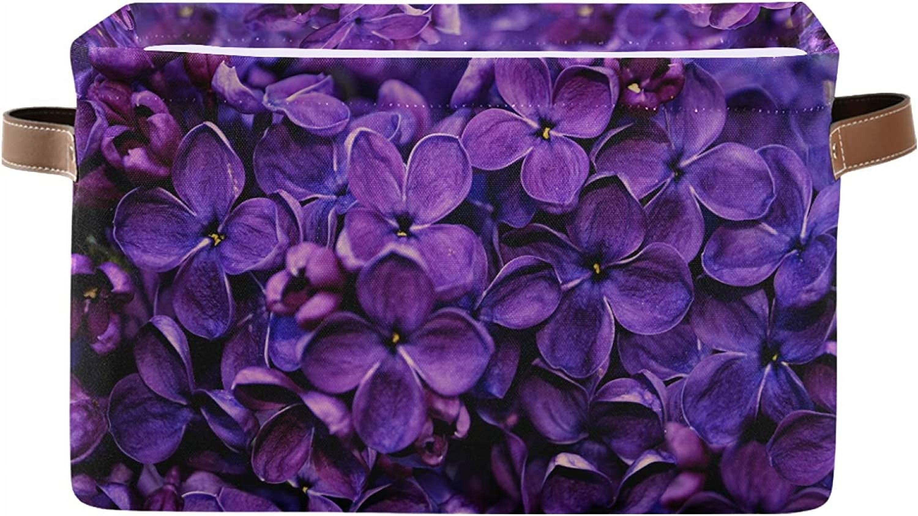 GZHJMY Spring Lilac Purple Floral Large Storage Basket, Foldable ...