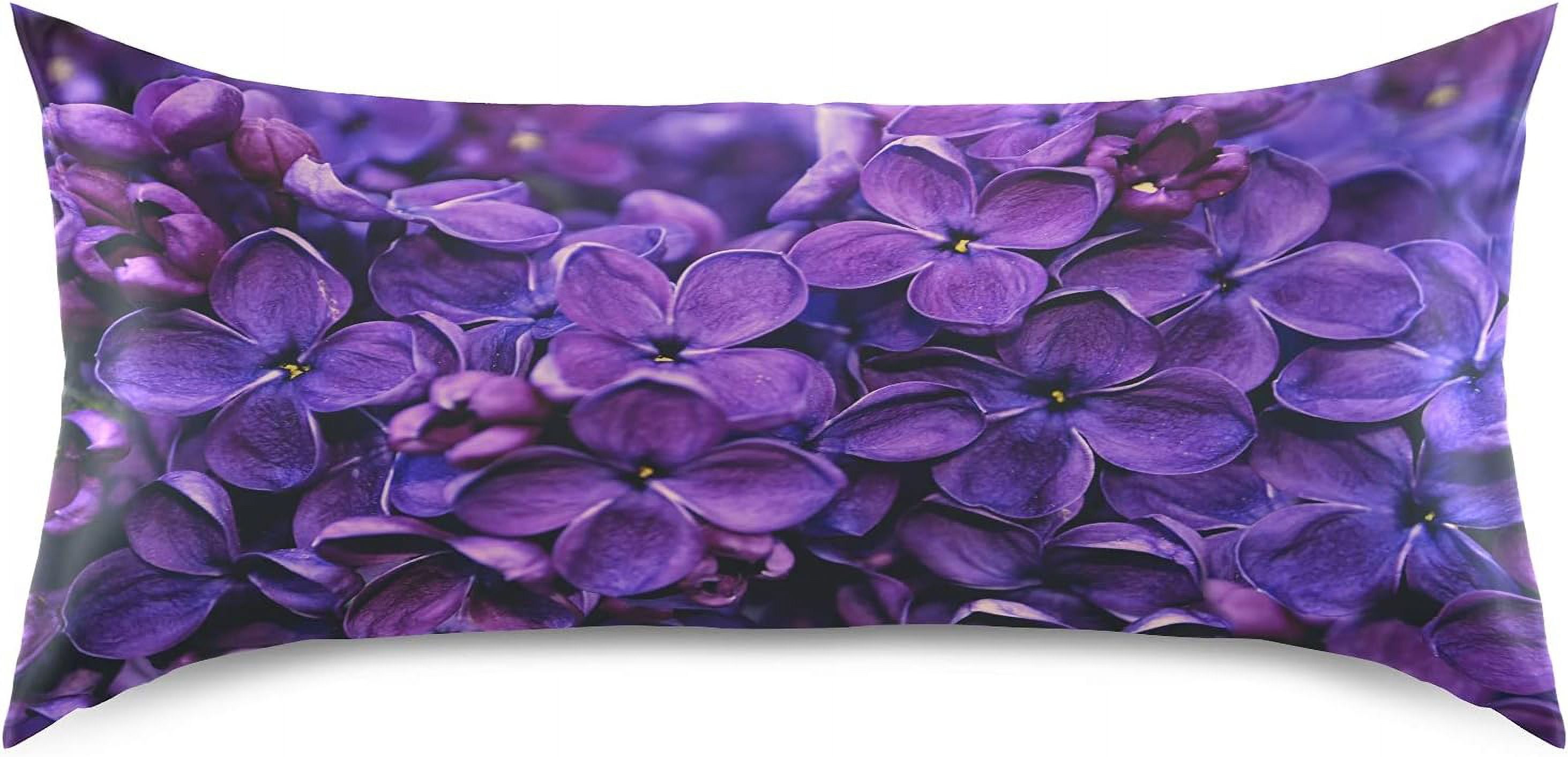 GZHJMY Spring Lilac Purple Floral Satin Silk Pillowcase for Hair and ...