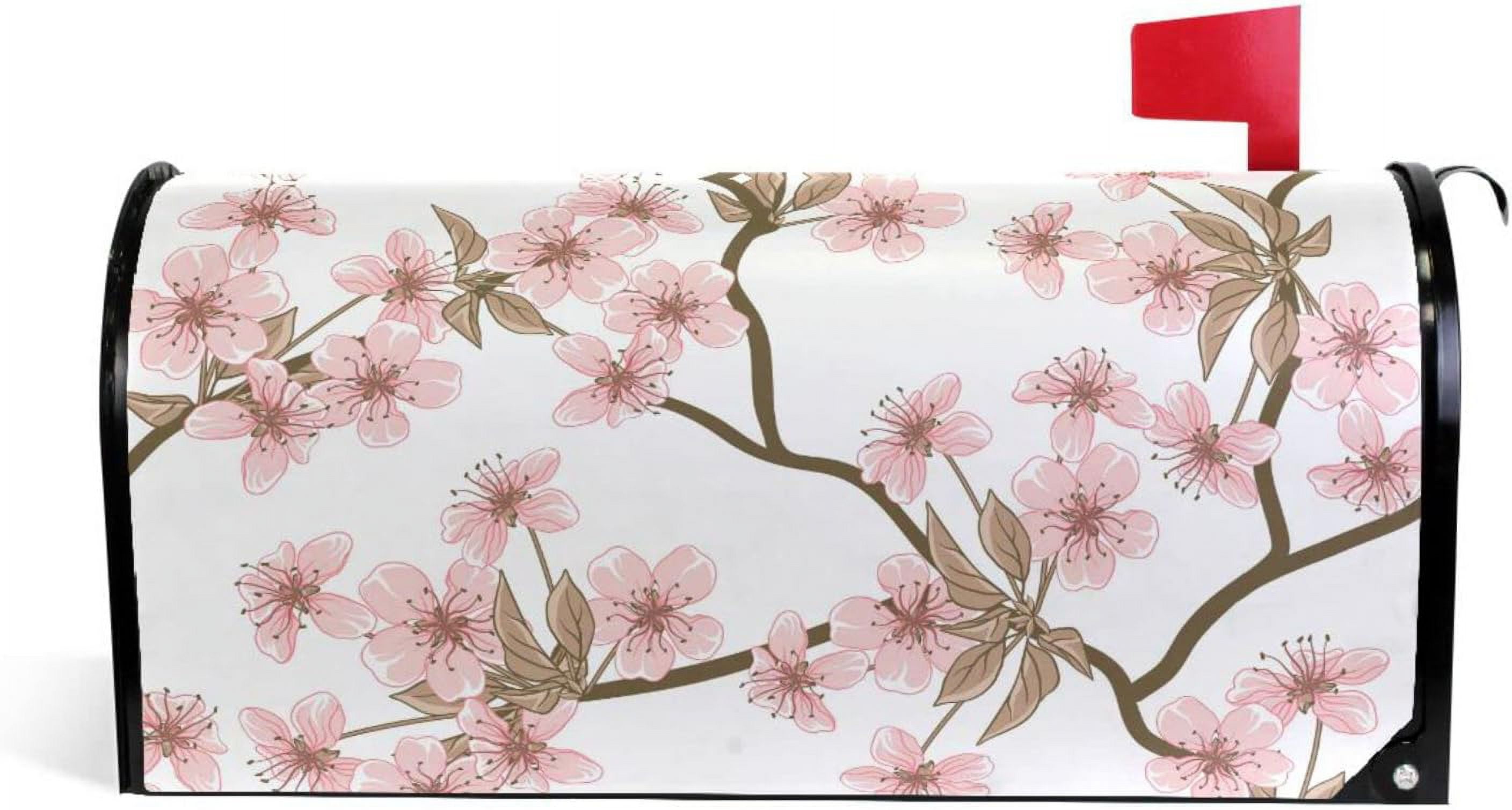 GZHJMY Spring Pink Cherry Blossom Flower Magnetic Mailbox Cover ...