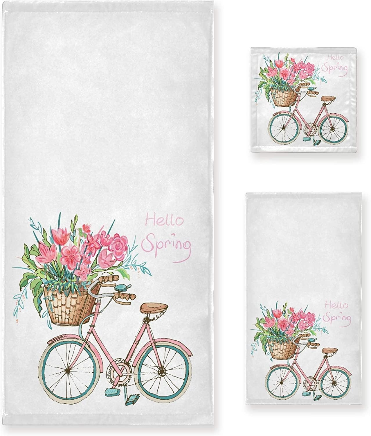 GZHJMY Spring Romantic Bicycle with Flowers White Soft Decorative 3 ...