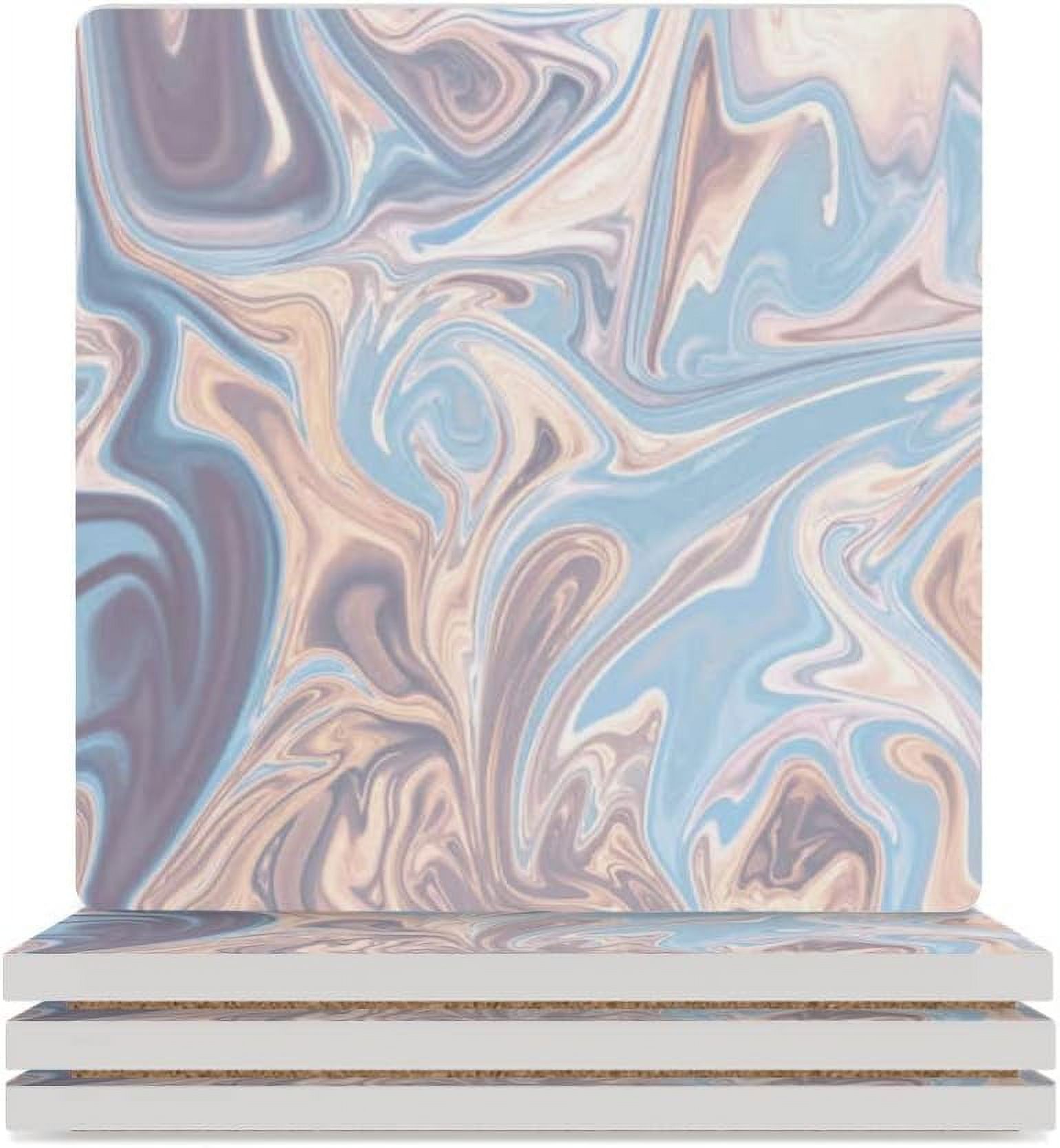 GZHJMY Square Drink Coasters 2 Pcs Abstract Marble Texture Absorbent ...