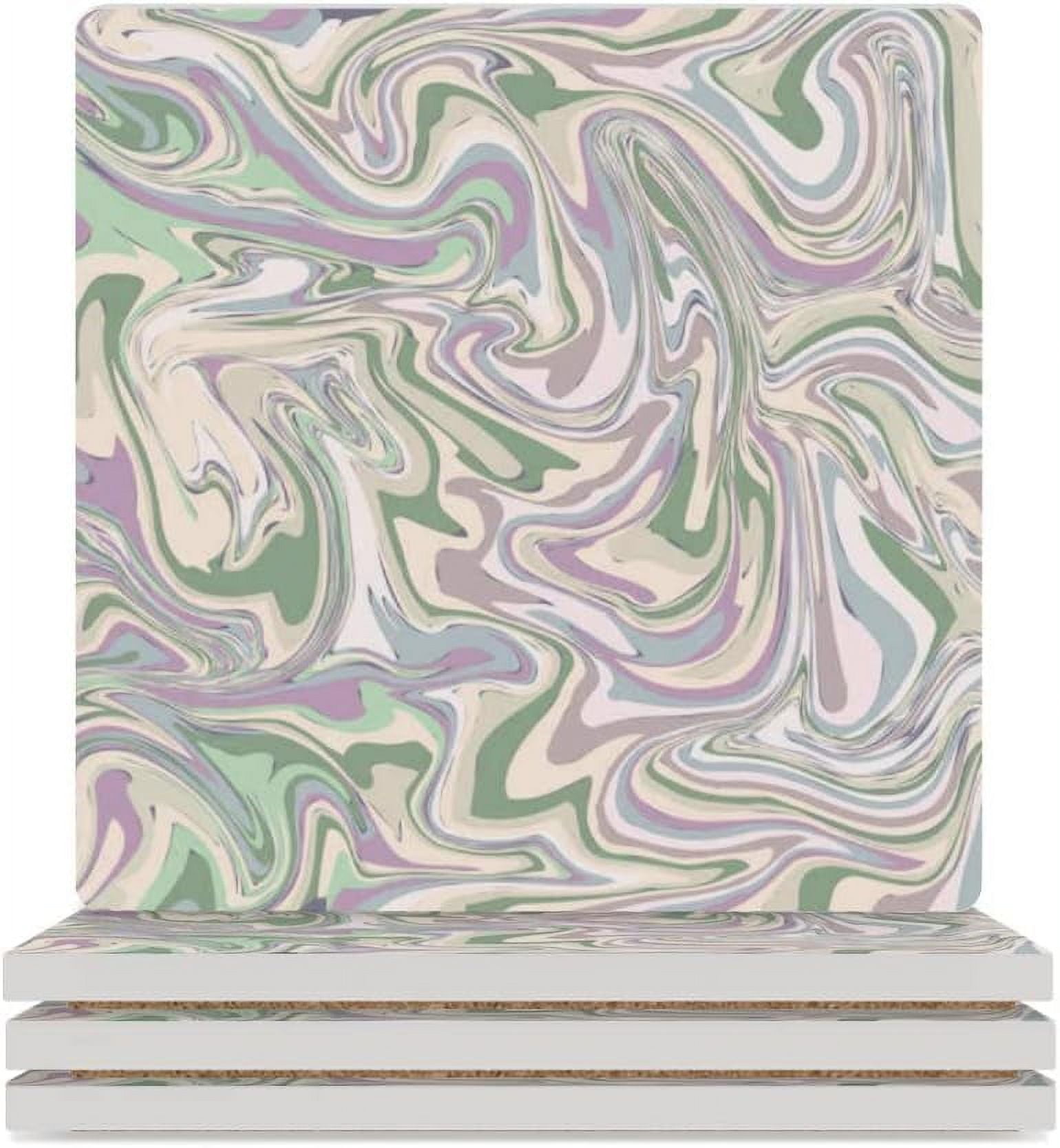 GZHJMY Square Drink Coasters 2 Pcs Bright Color Liquid Marble Texture ...