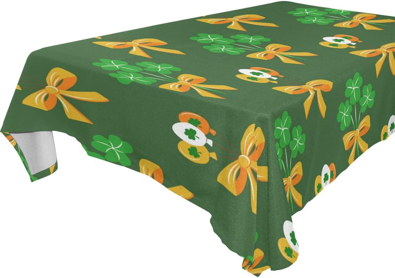 GZHJMY St. Patrick's Day Bow Clover Tablecloth, Rectangle Waterproof ...