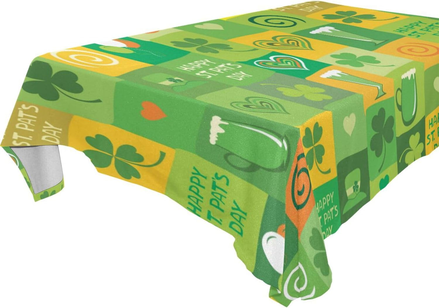 GZHJMY St. Patrick's Day Clover Plaid Tablecloth, Rectangle Waterproof ...