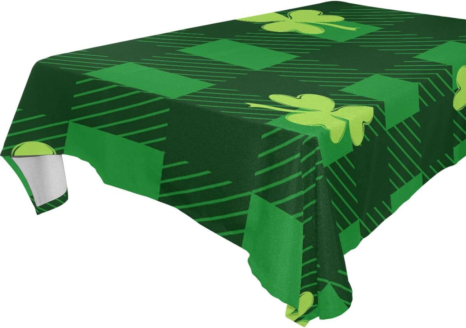 GZHJMY St. Patrick's Day Clover Plaid Tablecloth, Rectangle Waterproof ...