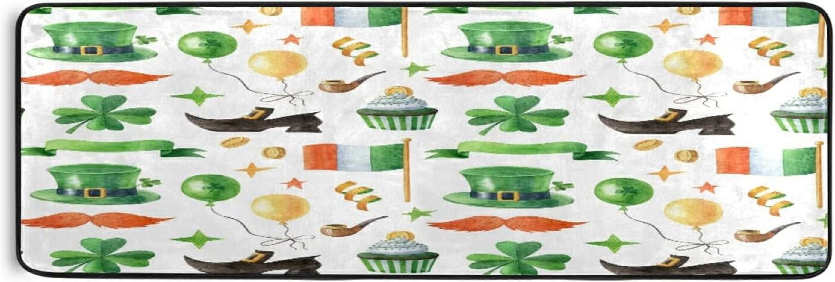 GZHJMY St. Patrick's Day Runner Rug 72"x24",Shamrock Green Clover ...