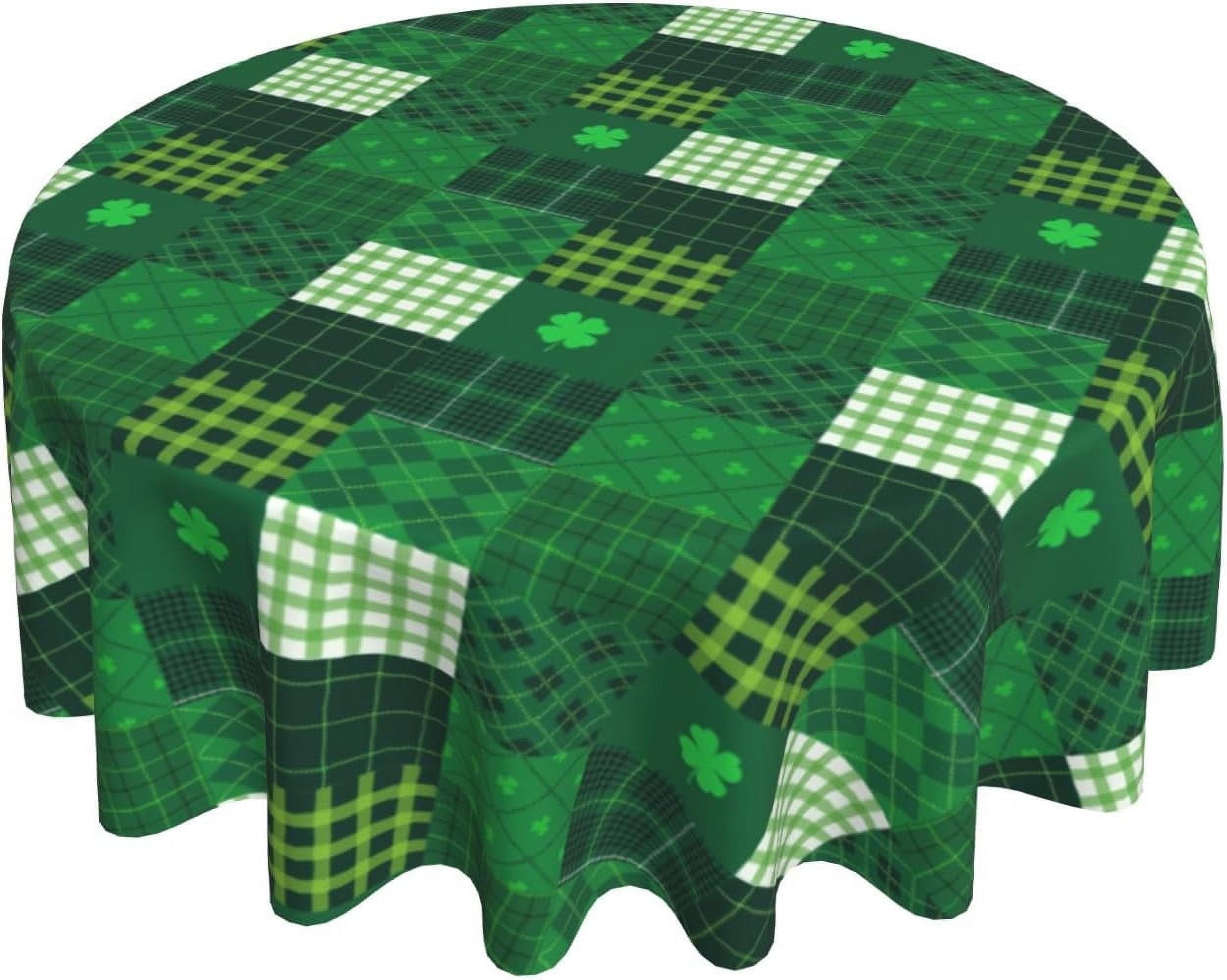 GZHJMY St. Patricks Day Tablecloth Round 60Inch Spring Clover Shamrock ...
