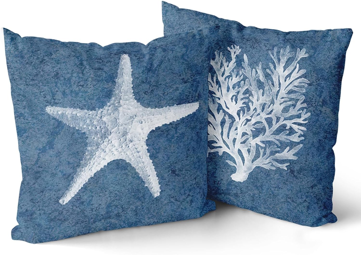 GZHJMY Starfish Pillow Covers Coastal Coral Nautical Blue Seas Throw ...