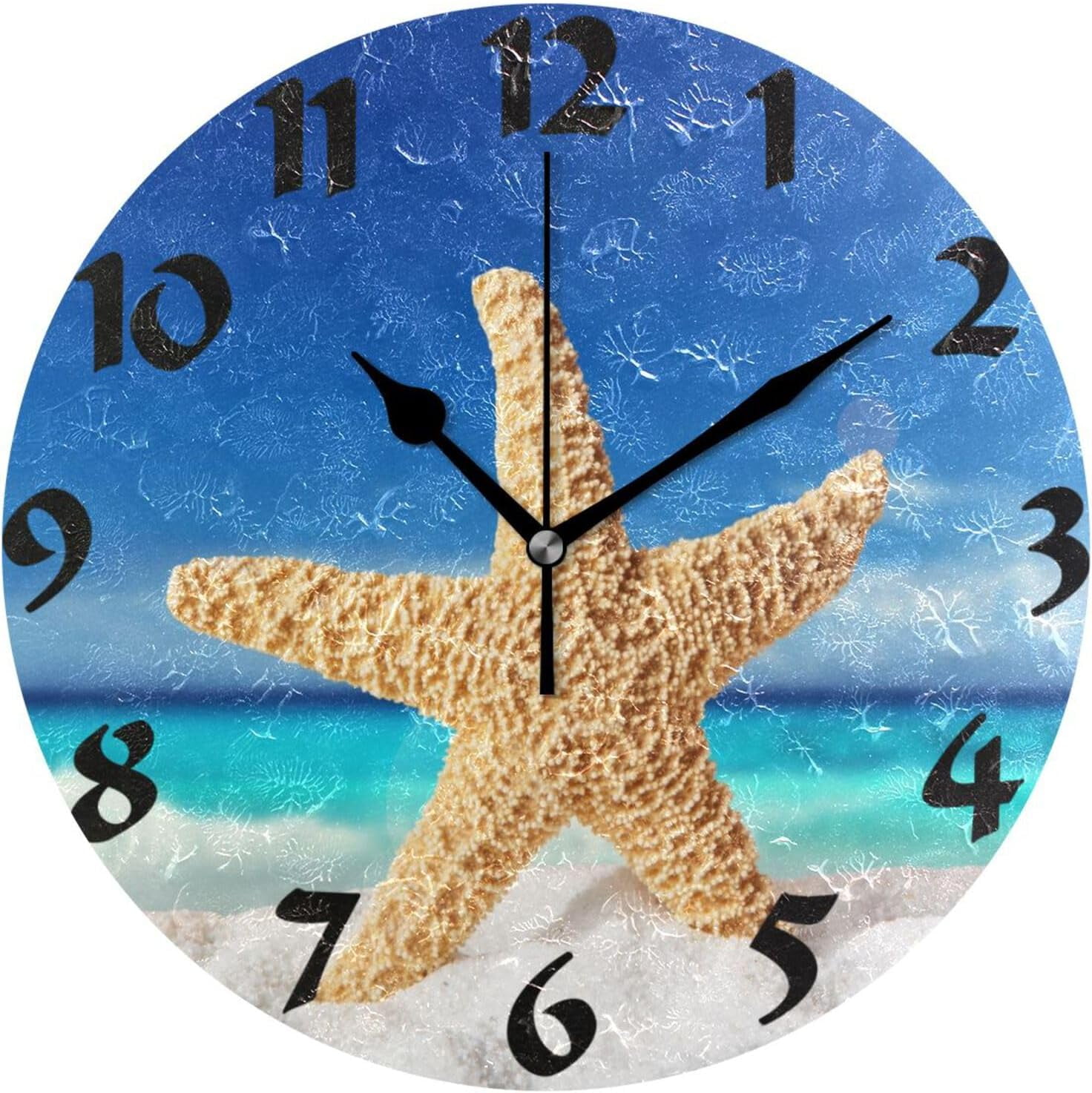 GZHJMY Starfish Wall Clock,Silent Non Ticking 10 Inch Battery Operated ...