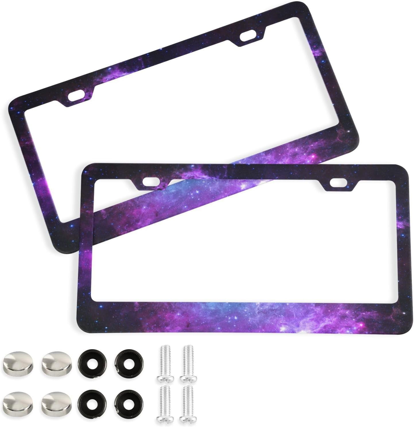 GZHJMY Starry Galaxy License Plate Frames 2PCS Car License Plate Holder ...