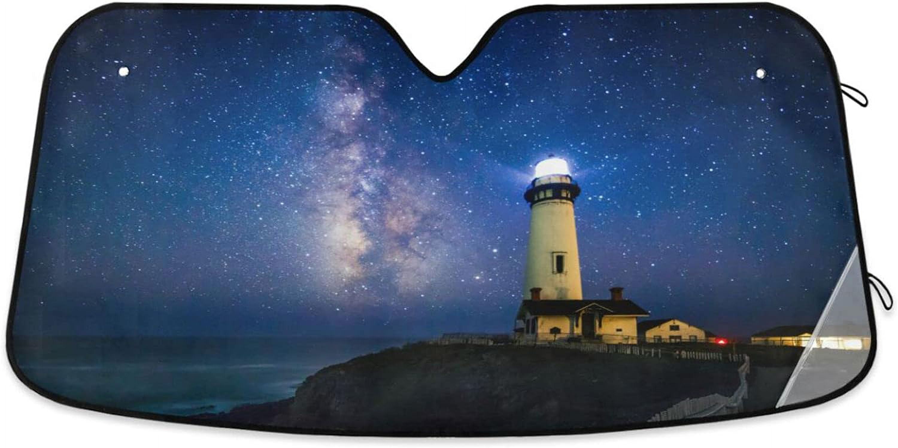 GZHJMY Starry Night Lighthouse Car Windshield Sunshade Front Auto Sun ...