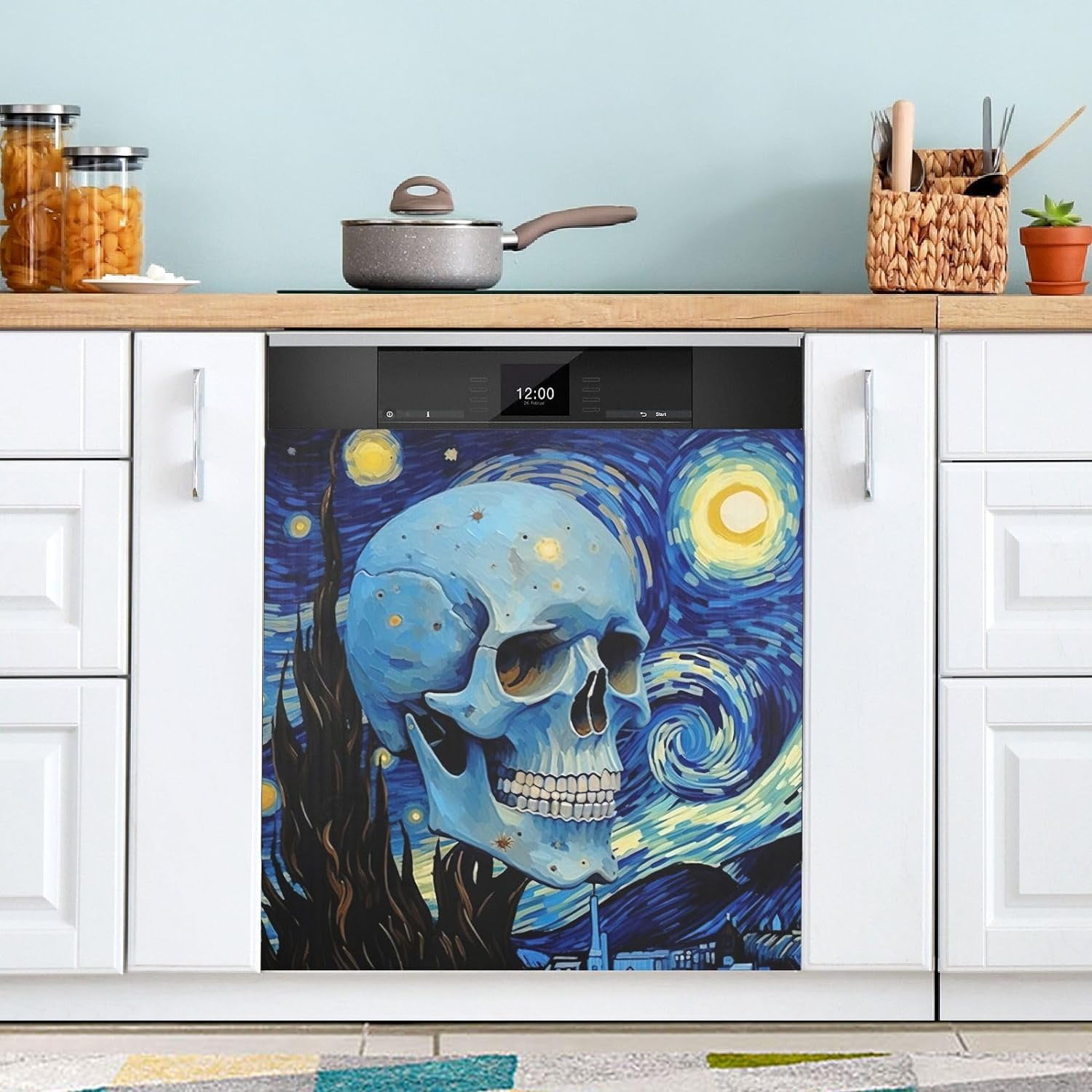 GZHJMY Starry Night Skull Dishwasher Magnet Cover Dishwasher Front Door ...