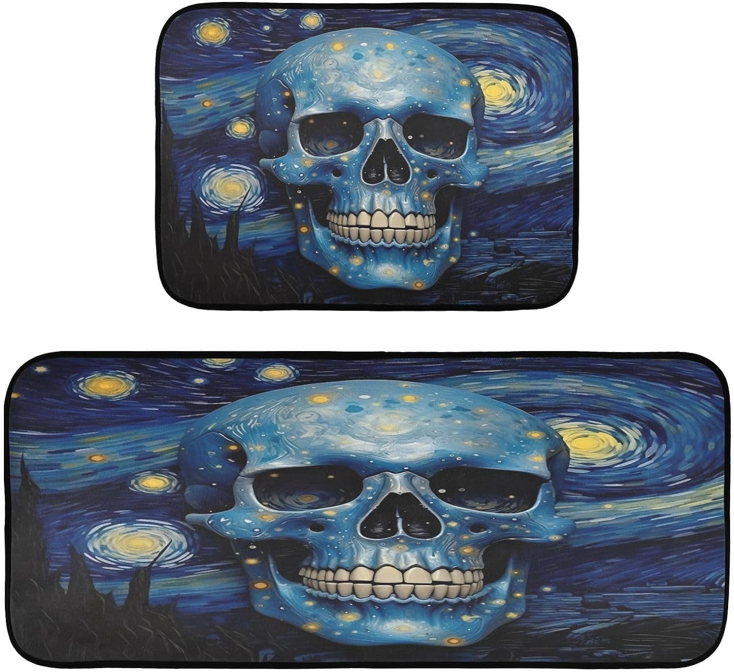 GZHJMY Starry Night Skull Kitchen Rug Set of 2 Non Slip Washable ...