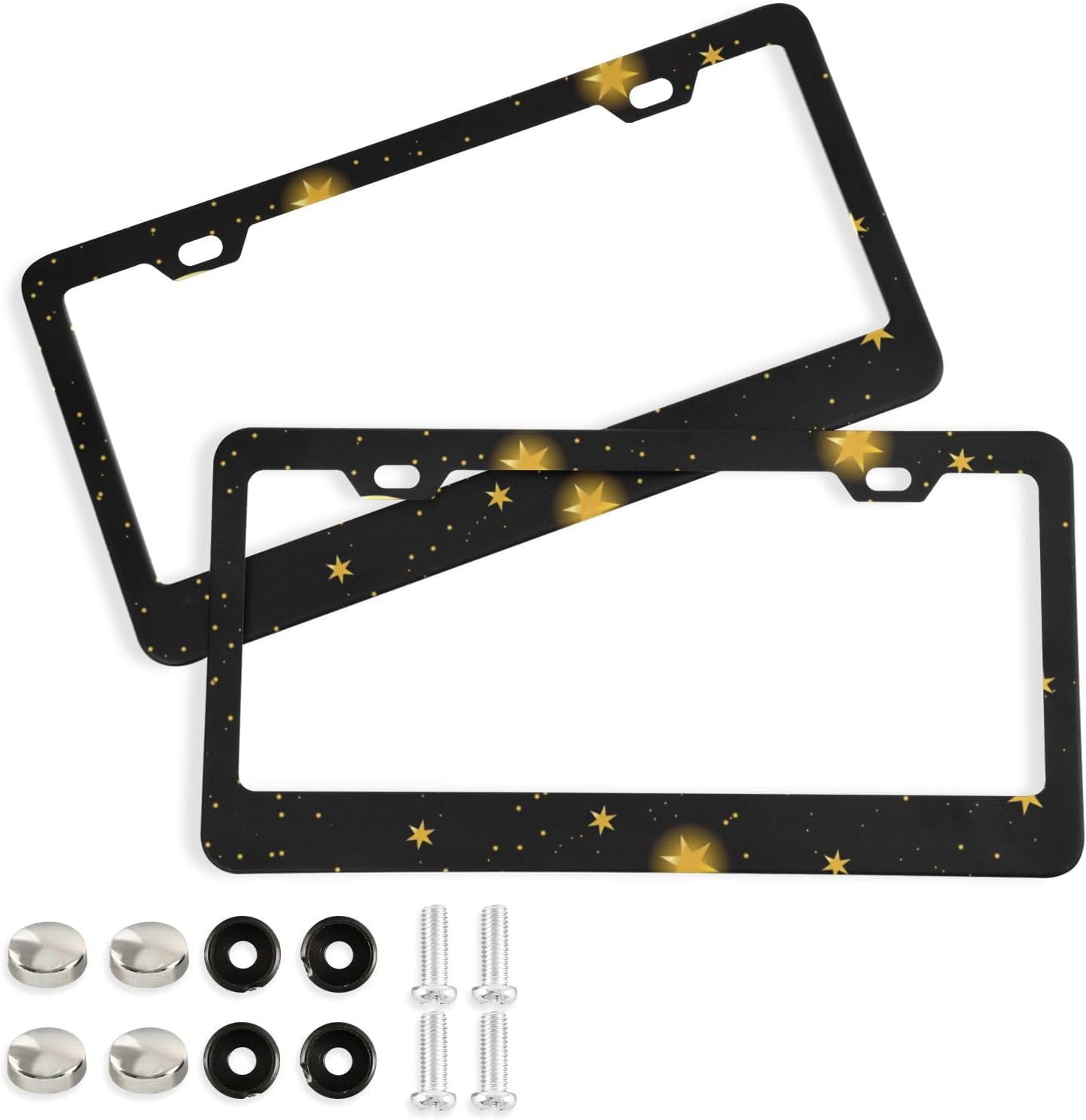 GZHJMY Starry Night Sky Moon Star License Plate Frames for Women Men 2 ...