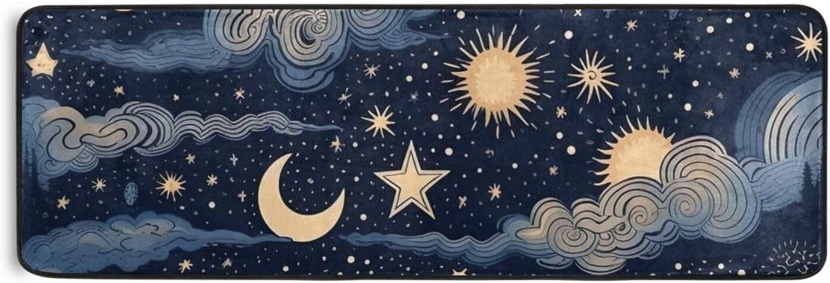 GZHJMY Stars and Moon Area Rug - 2' x 6' Washable Runner Rugs with ...