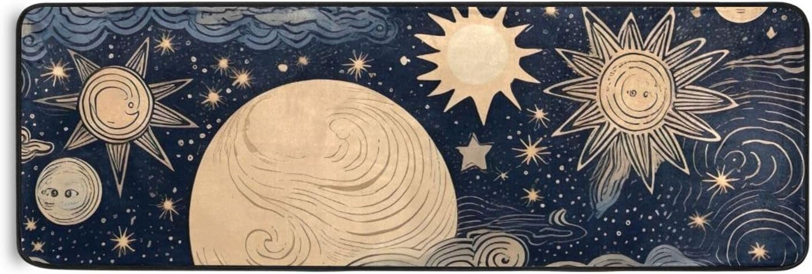 GZHJMY Stars and Moon Area Rug - 2' x 6' Washable Runner Rugs with ...