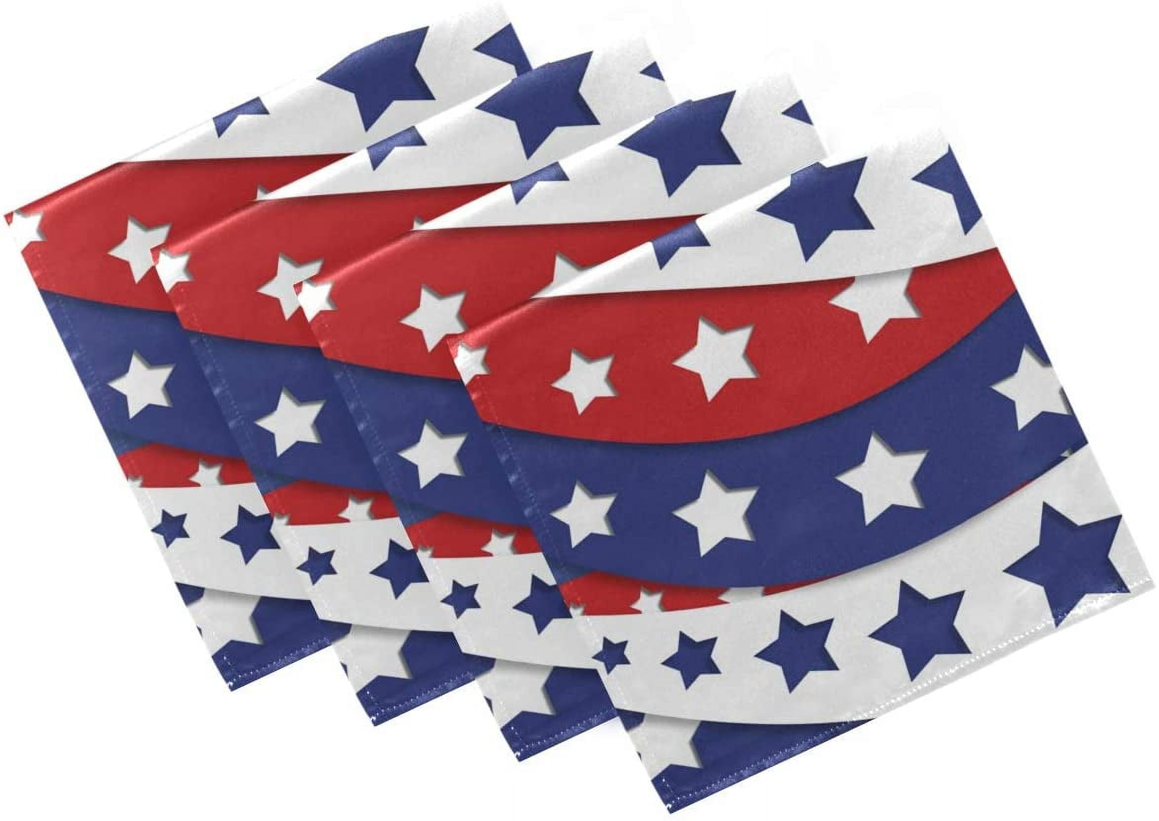 GZHJMY Stars and Stripes USA Flag Patriotic Cloth Napkins, Set of 4 20 ...