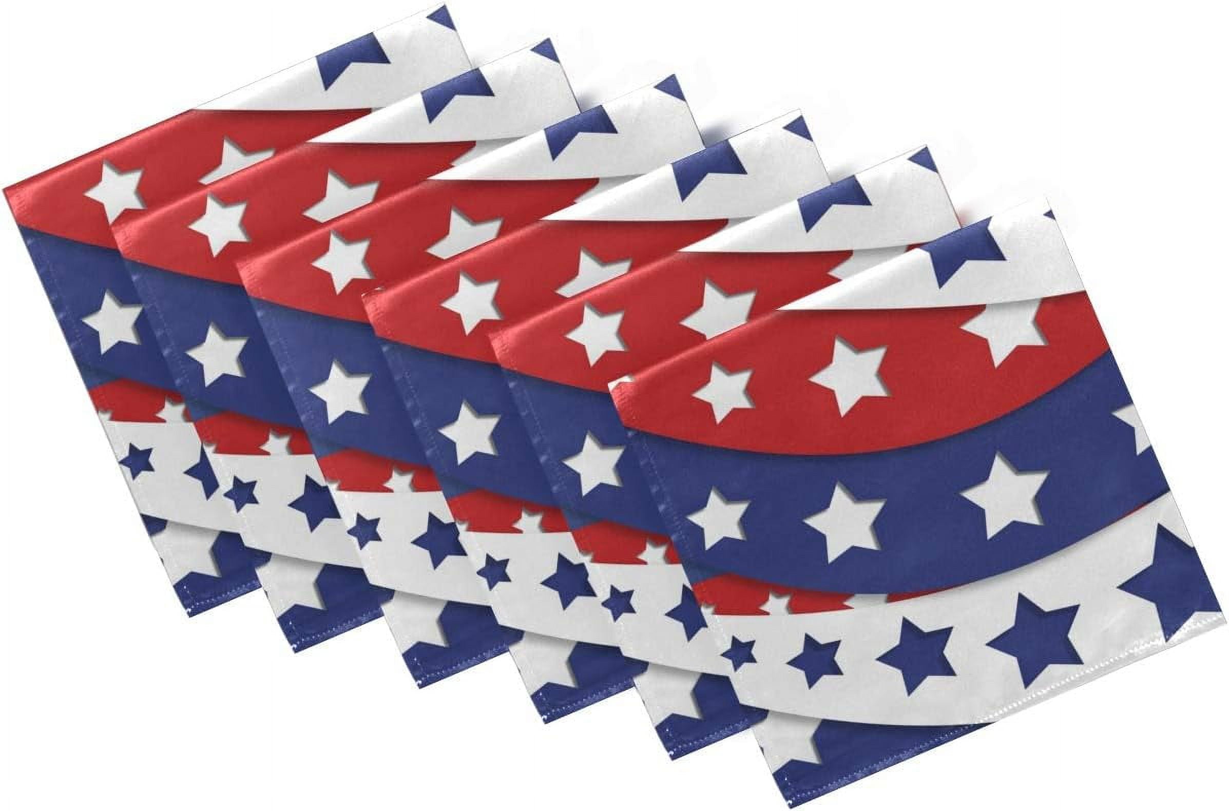 GZHJMY Stars and Stripes USA Flag Patriotic Cloth Napkins, Set of 6 20 ...