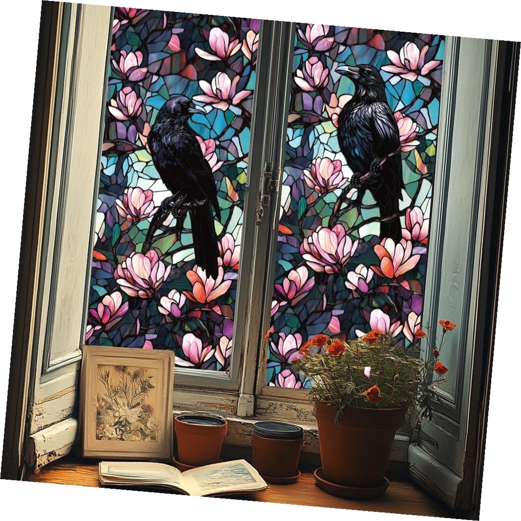 GZHJMY Static Window Clings and Crow 1 Sheet Window Decal, 47.24