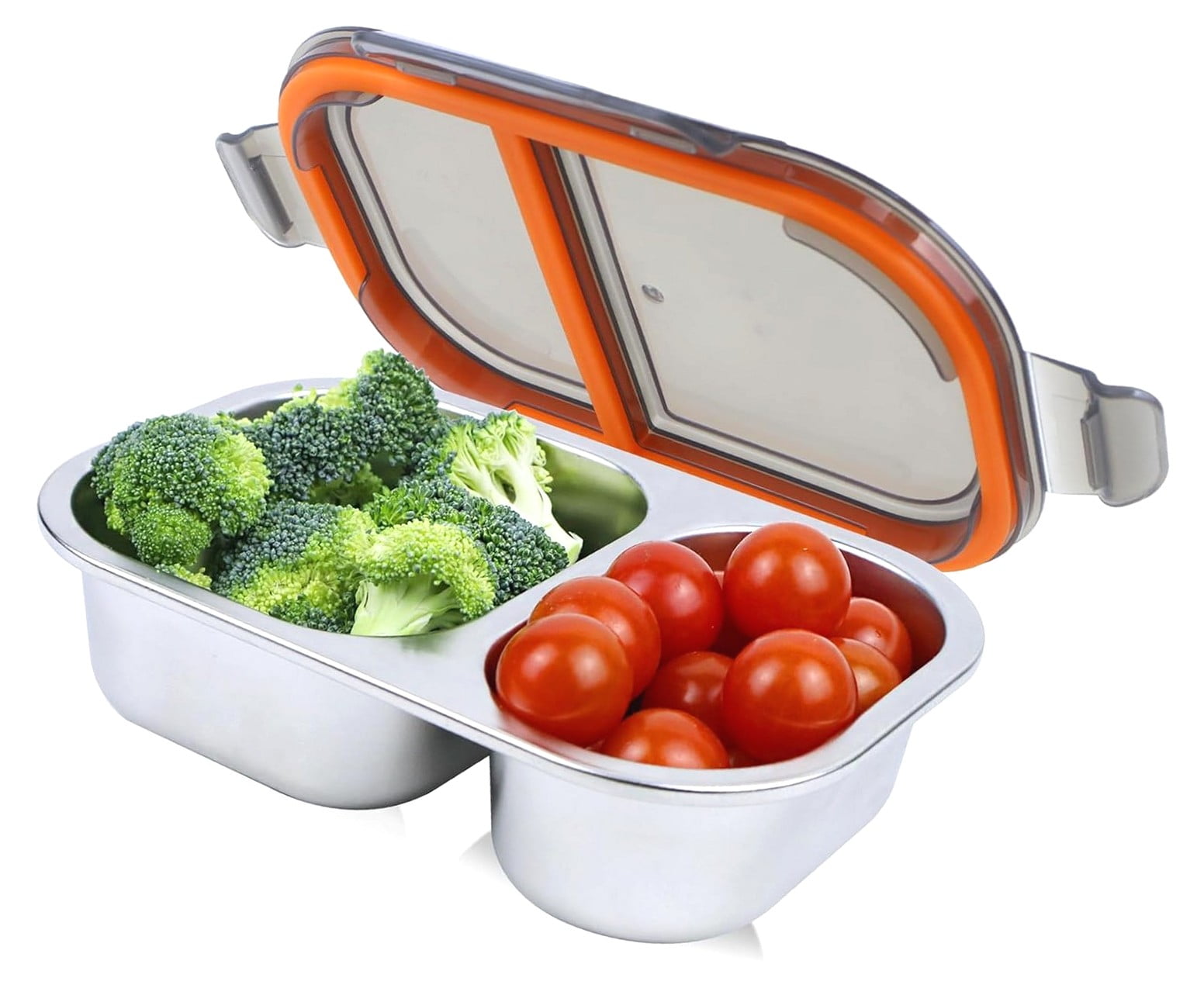 GZHJMY Steel Containers, 2 Compartment Condiment Box with Lid, Food ...