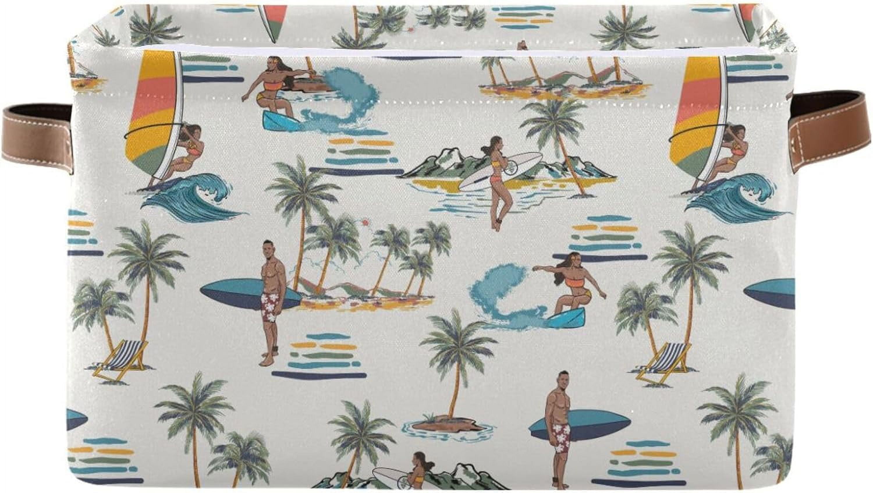 GZHJMY Storage Basket Beach Palm Trees Foldable Canvas Laundry Baskets ...