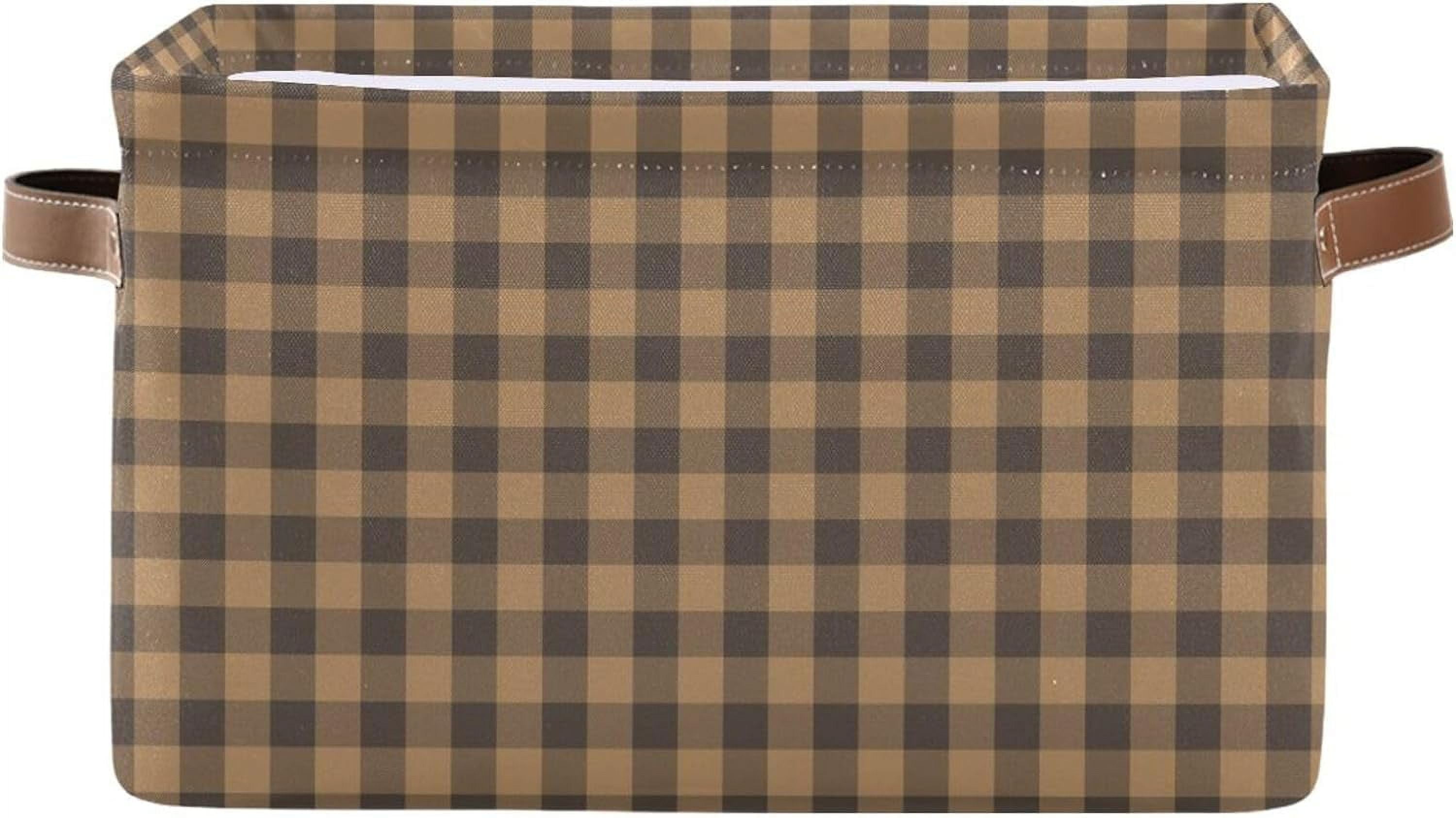 GZHJMY Storage Basket Beige Tartan Plaid Foldable Canvas Laundry ...