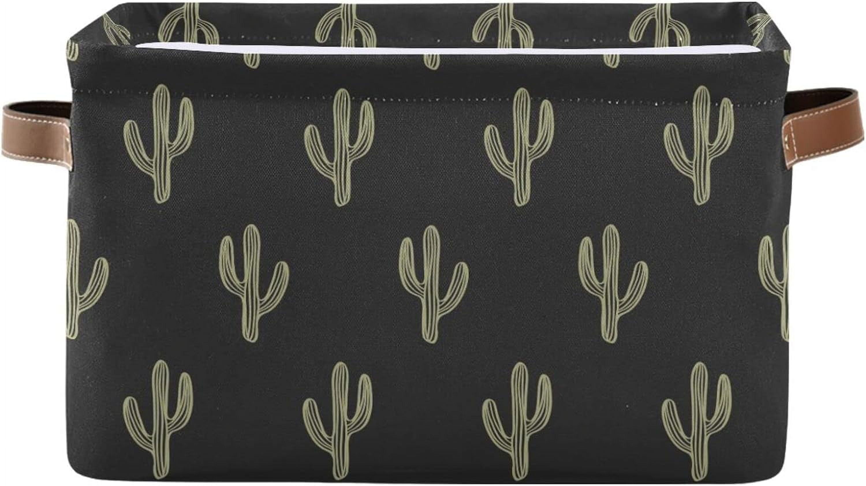 GZHJMY Storage Basket Black Cactus Foldable Canvas Laundry Baskets Bin ...