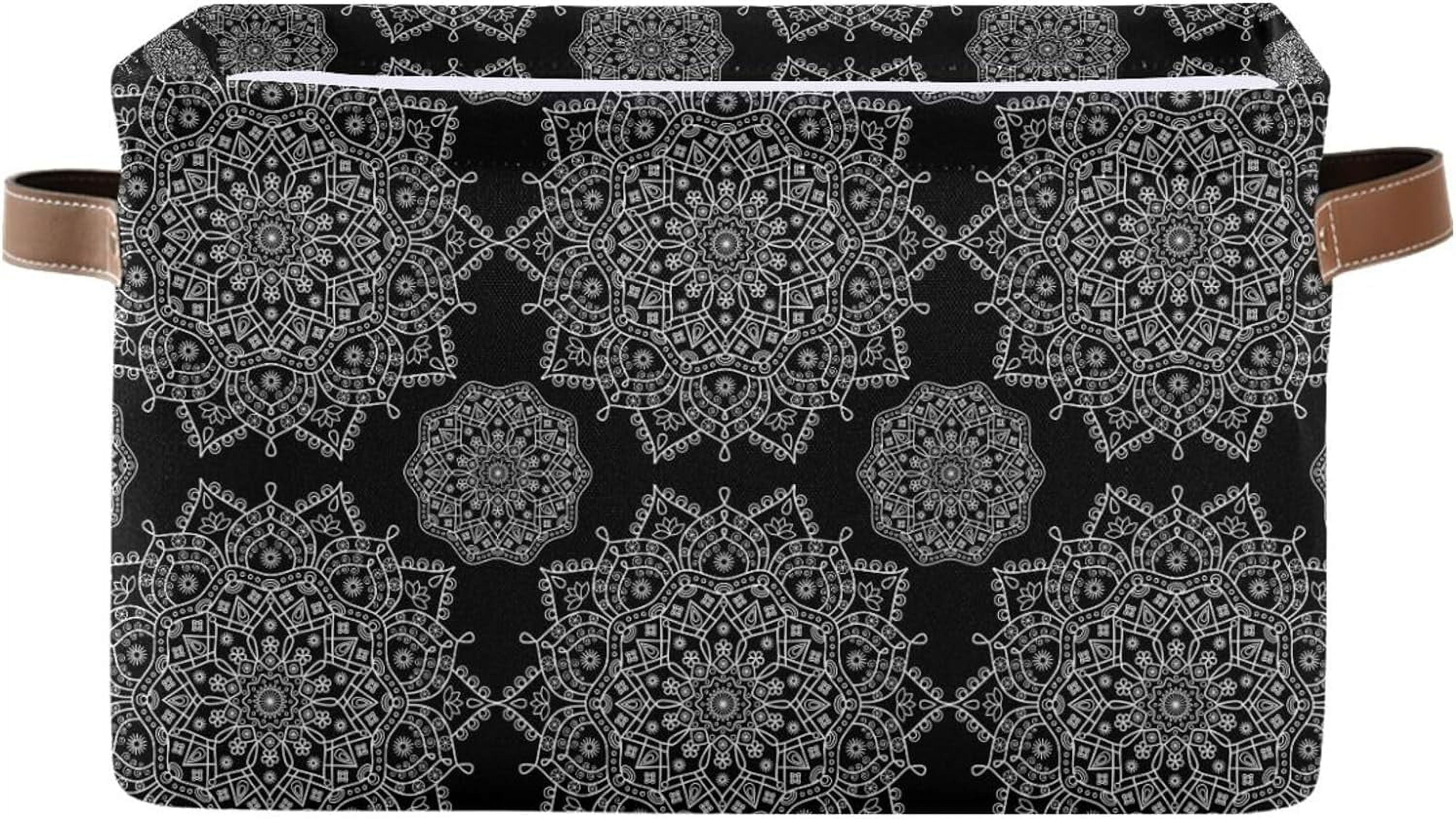 GZHJMY Storage Basket Black Mandala Foldable Canvas Laundry Baskets Bin ...