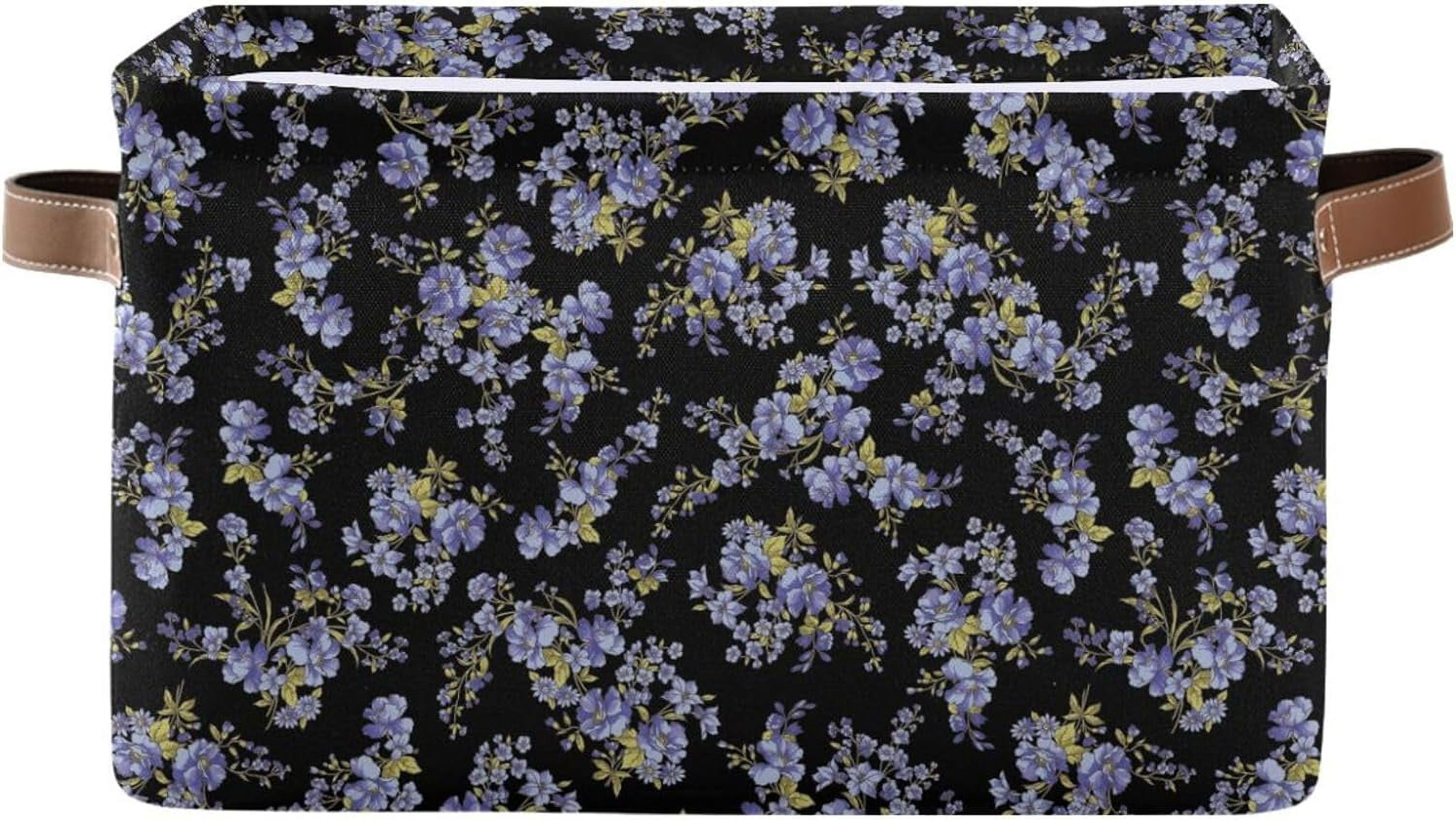 GZHJMY Storage Basket Blue Flowers Foldable Canvas Laundry Baskets Bin ...