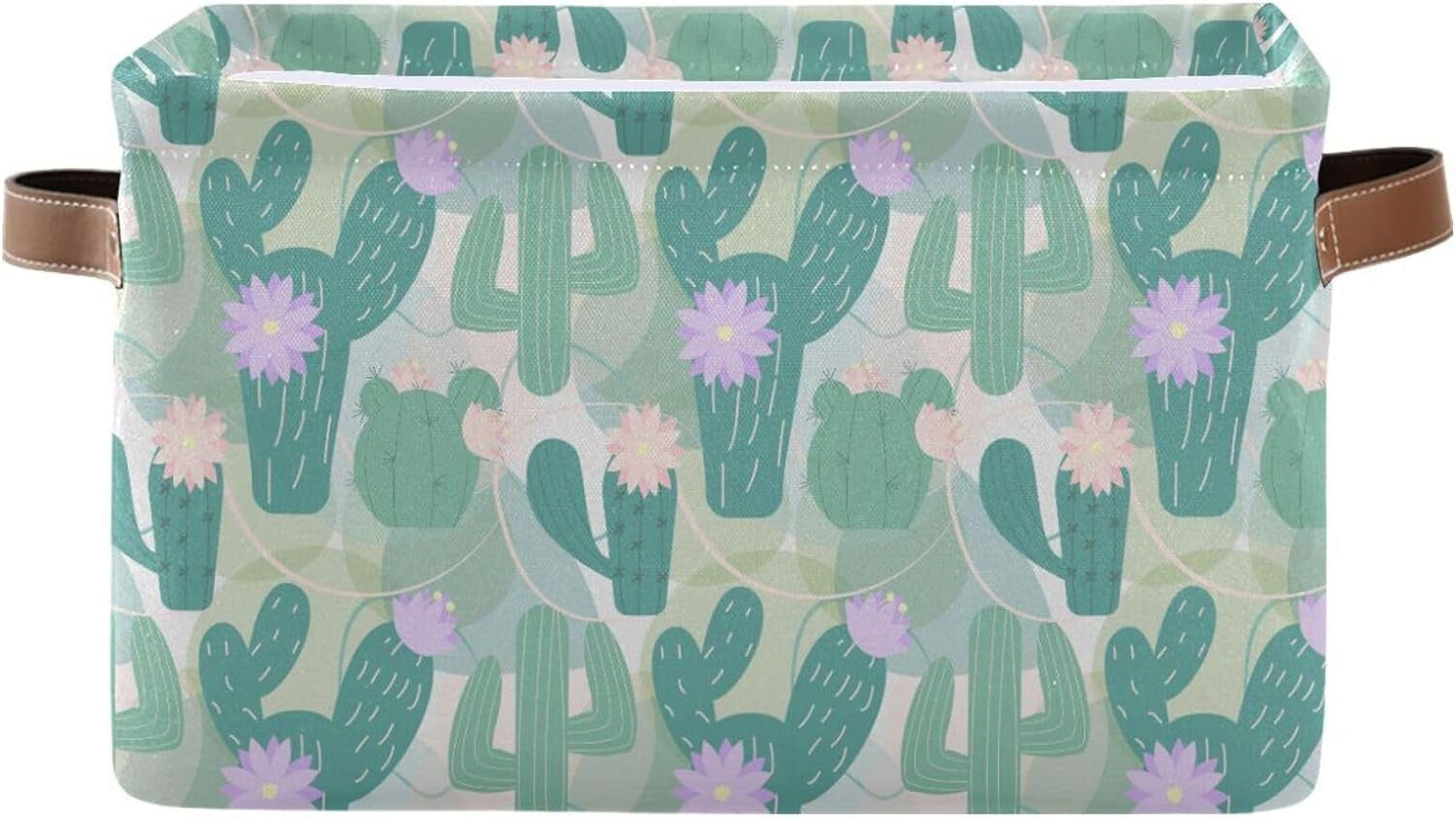 GZHJMY Storage Basket Cactus and Flowers Foldable Canvas Laundry ...
