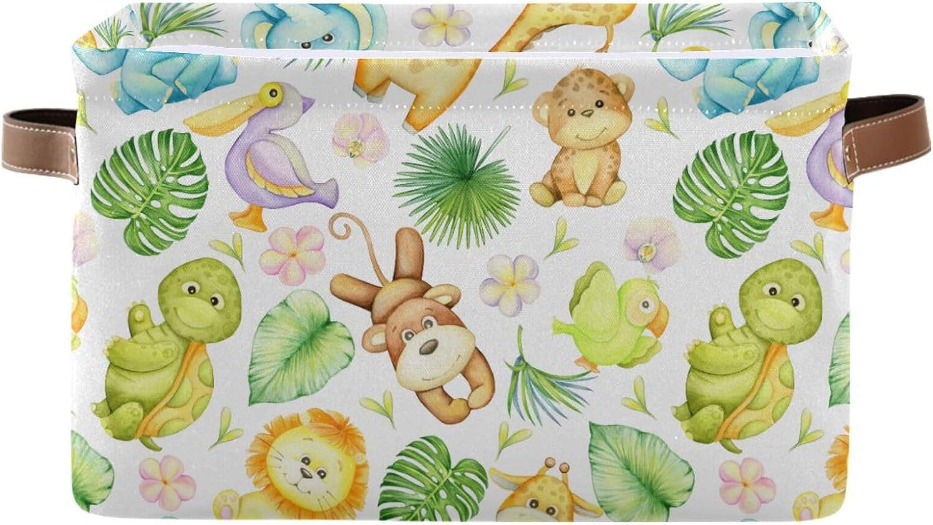 GZHJMY Storage Basket Cartoon Animals Leave Foldable Canvas Laundry ...