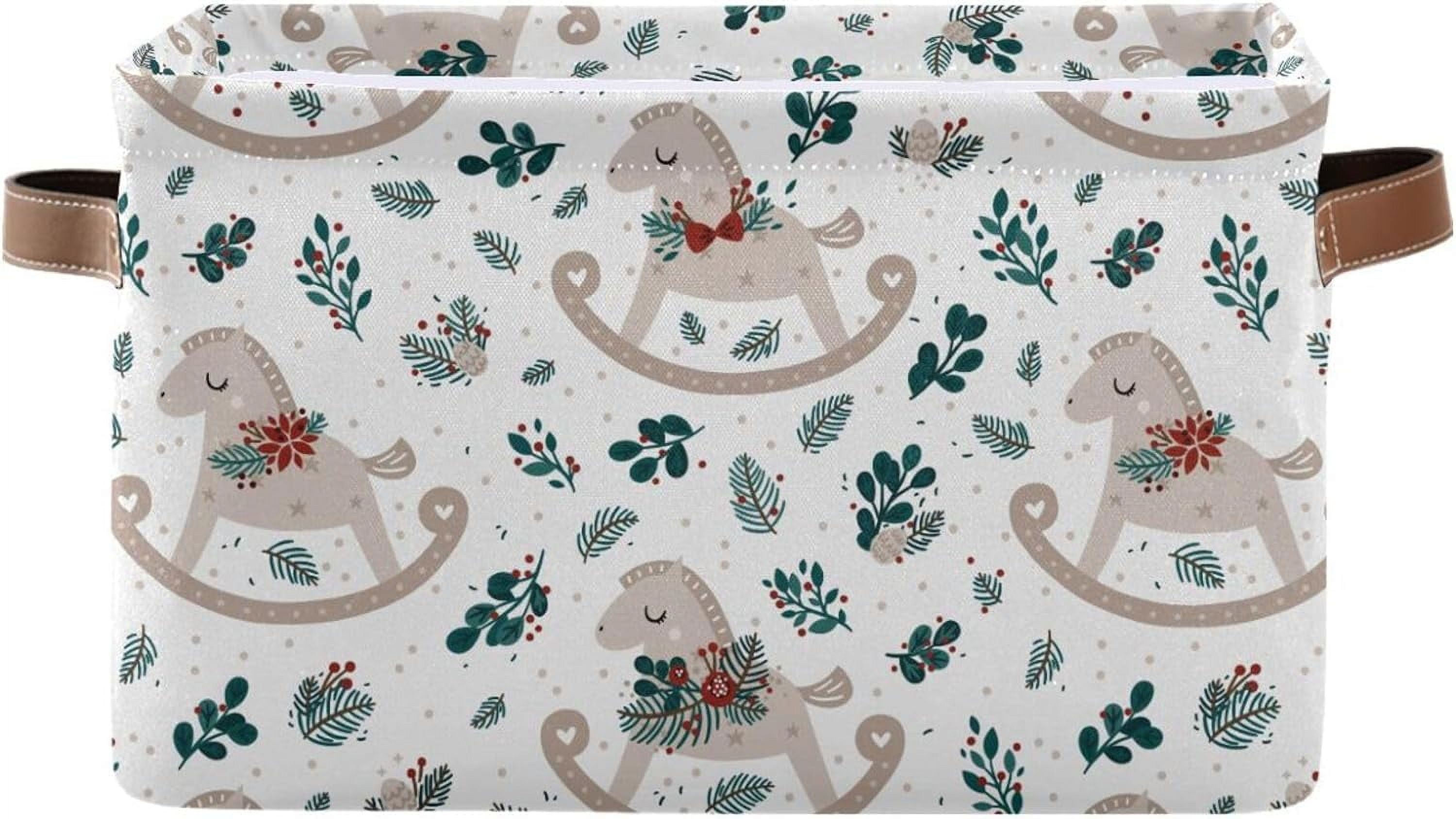 GZHJMY Storage Basket Christmas Leaf Horse Foldable Canvas Laundry ...