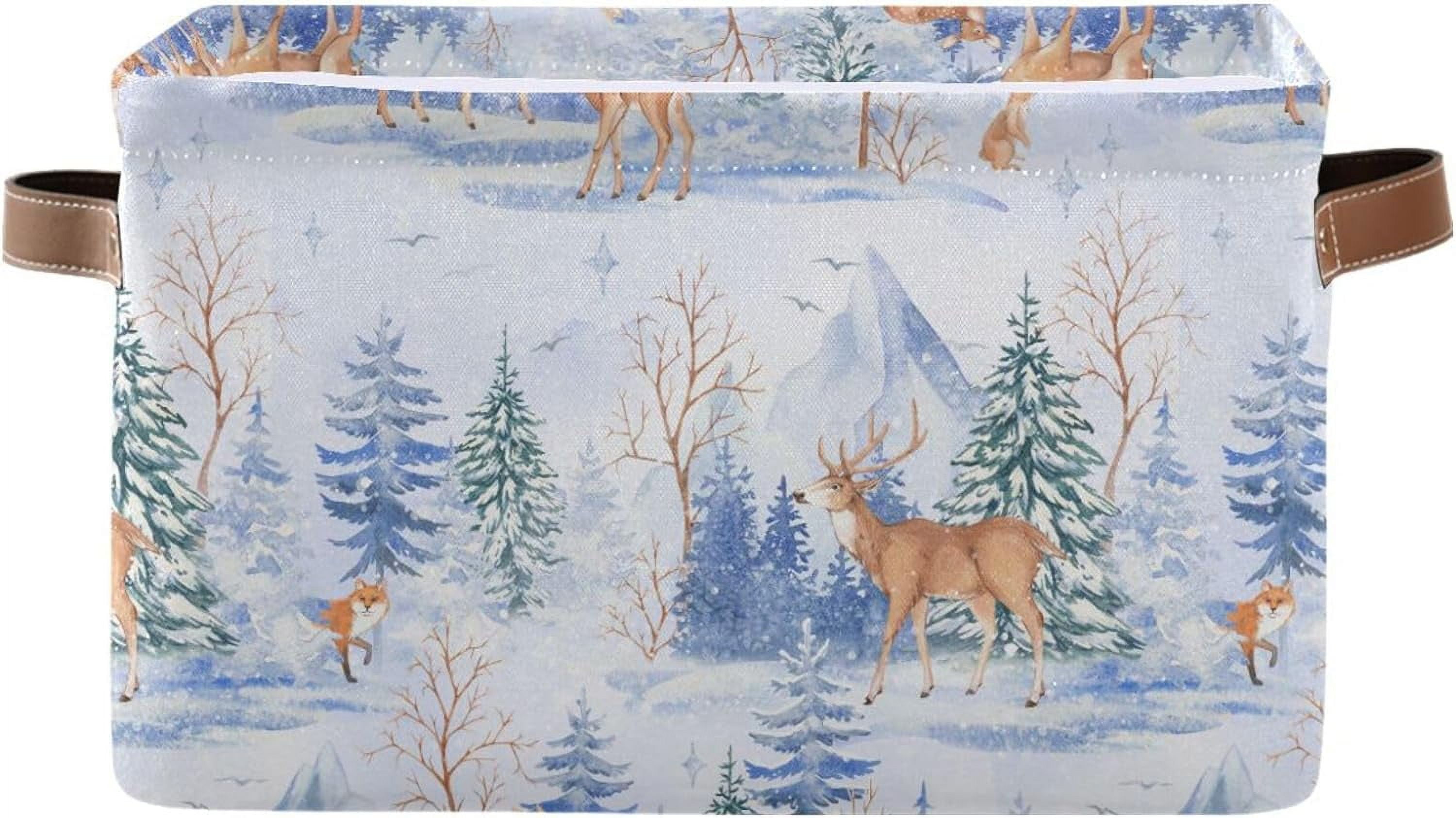 GZHJMY Storage Basket Christmas Snow Deer Foldable Canvas Laundry ...