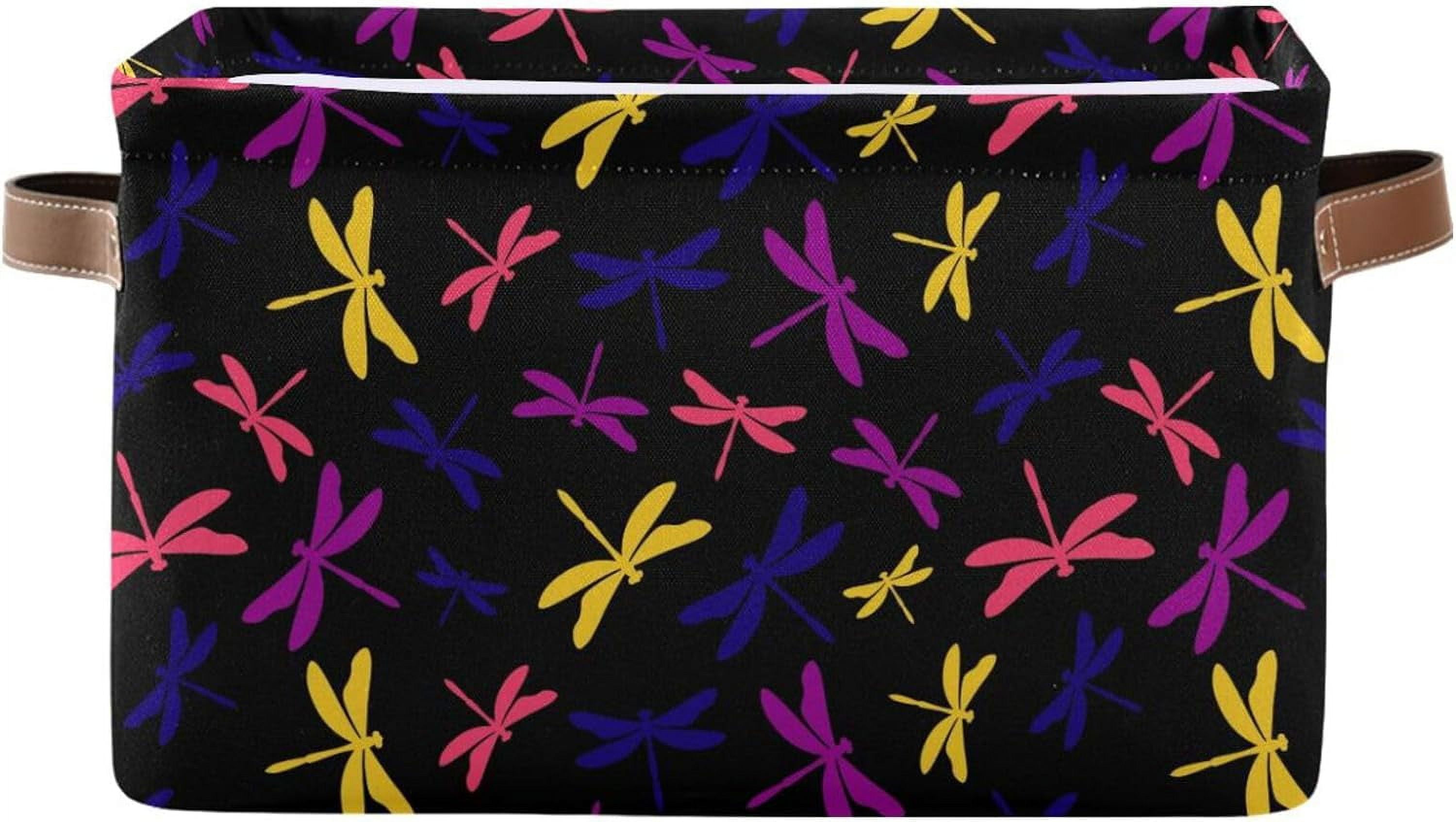 GZHJMY Storage Basket Colorful Dragonflies Foldable Canvas Laundry ...